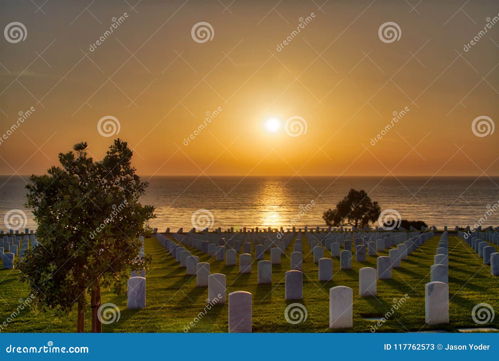 Sunset at a National Cemetery Stock Image - Image of banner, cemetery ...