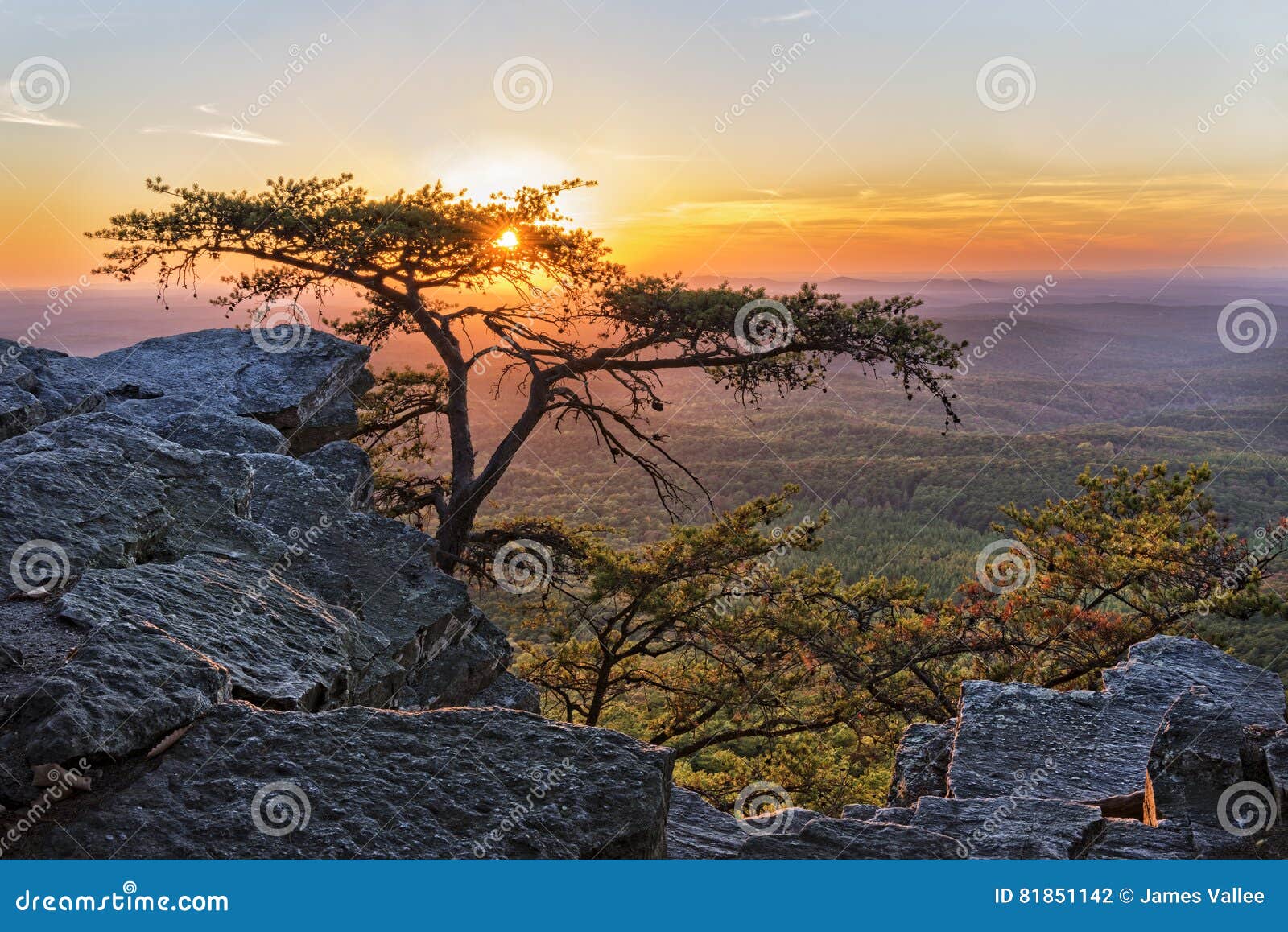 Sunset at Cheaha Overlook 1 Stock Photo - Image of orange, silhouette ...