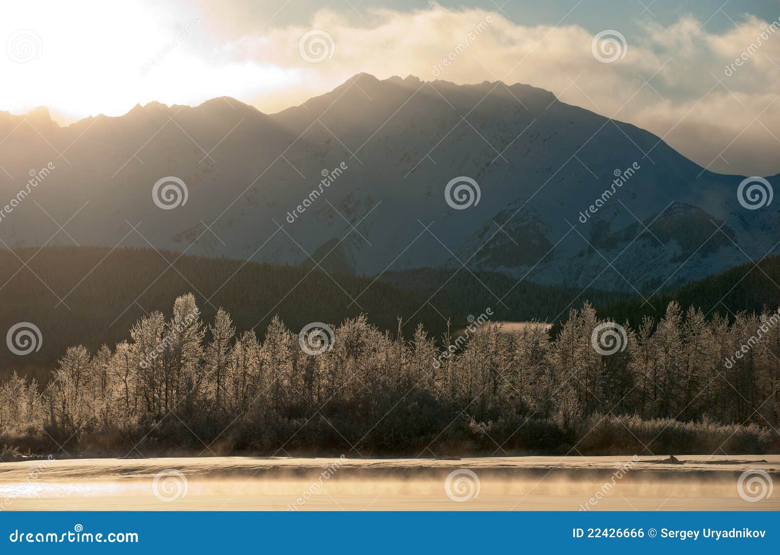 Sunset Chilkat Valley Under a Covering of Snow Stock Photo - Image of ...