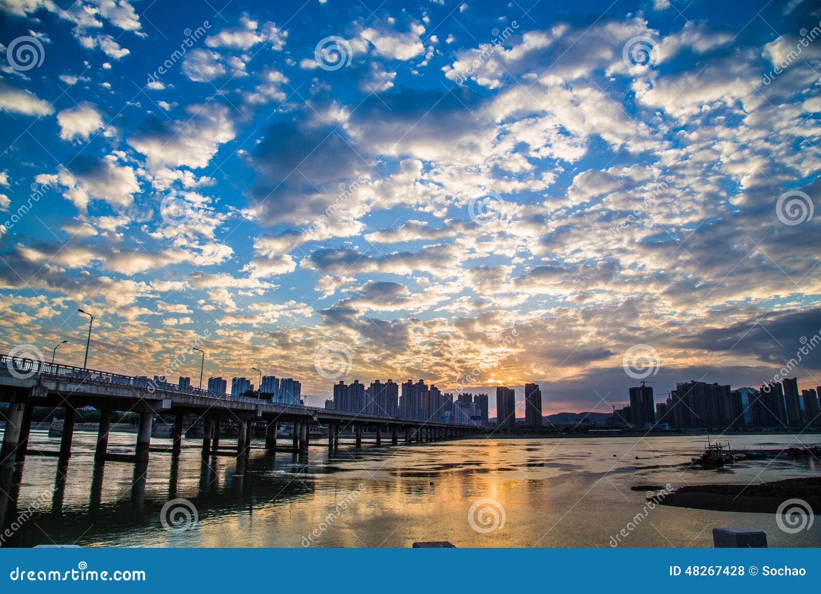 Sunset stock photo. Image of city, clounds, river, quanzhou - 48267428