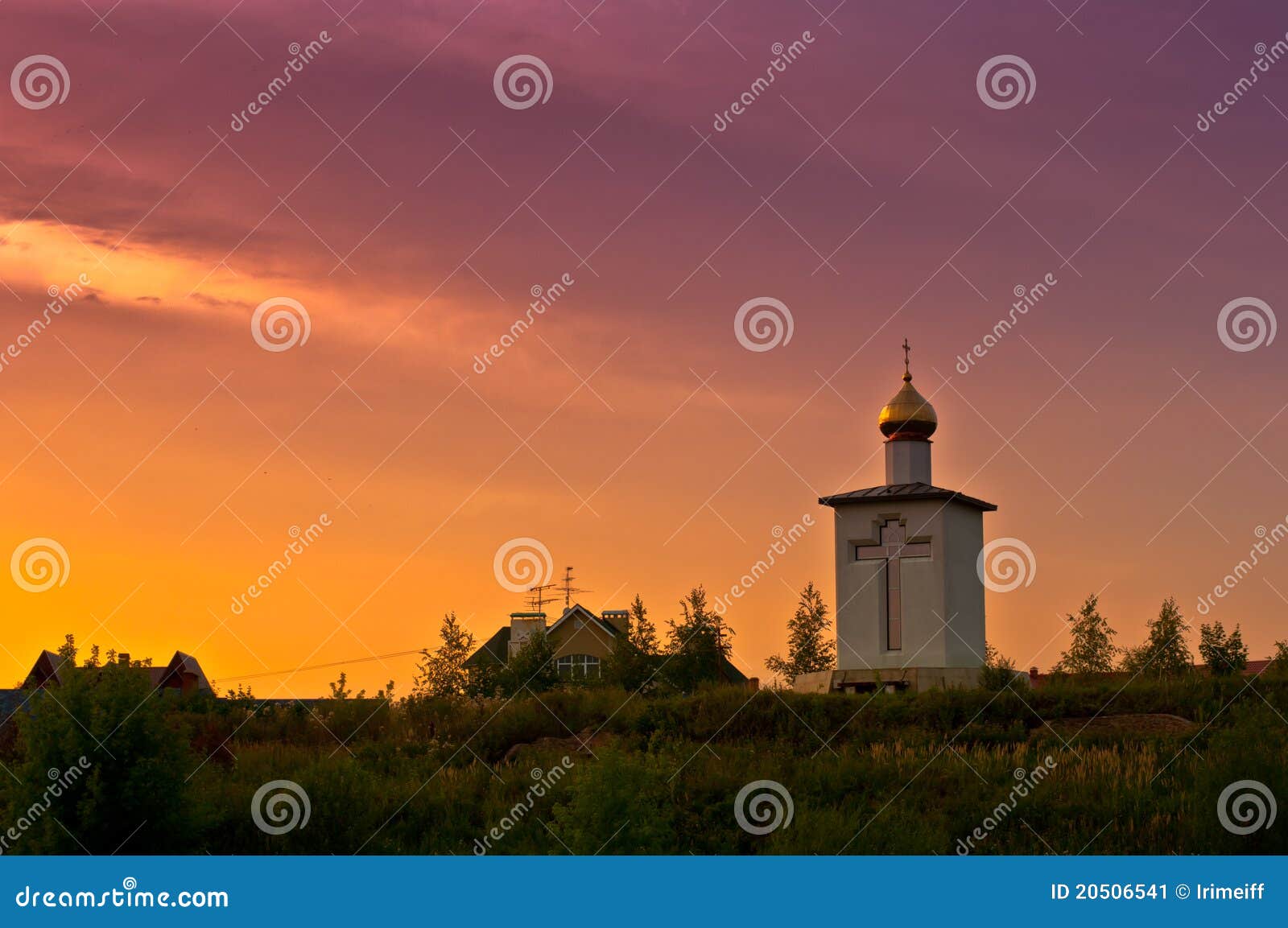 Sunset Church Cross Silhouette In Sunset Sky Clouds. Sunset Church ...