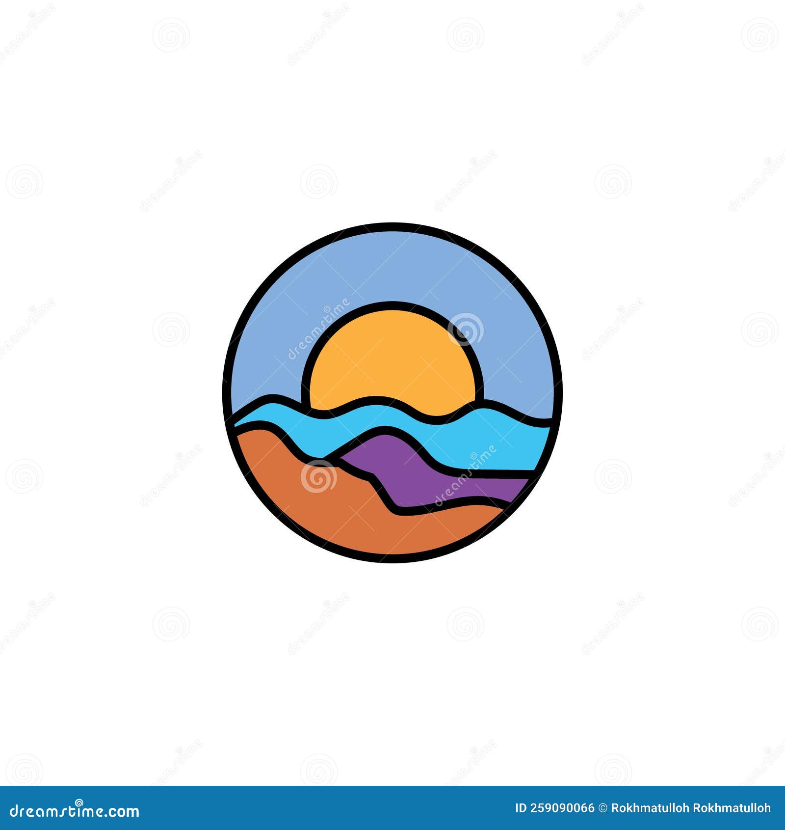Sunset Circle Illustration Outline Color Vector Design Stock Vector ...