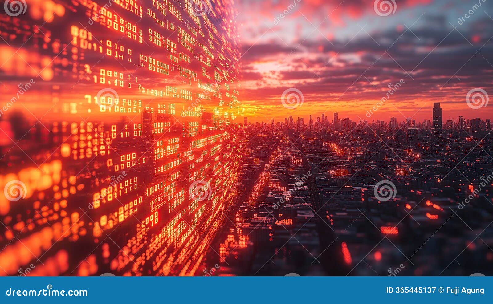 A Cityscape With Data Symbols Filling The Skyline, Visualizing The Vast ...