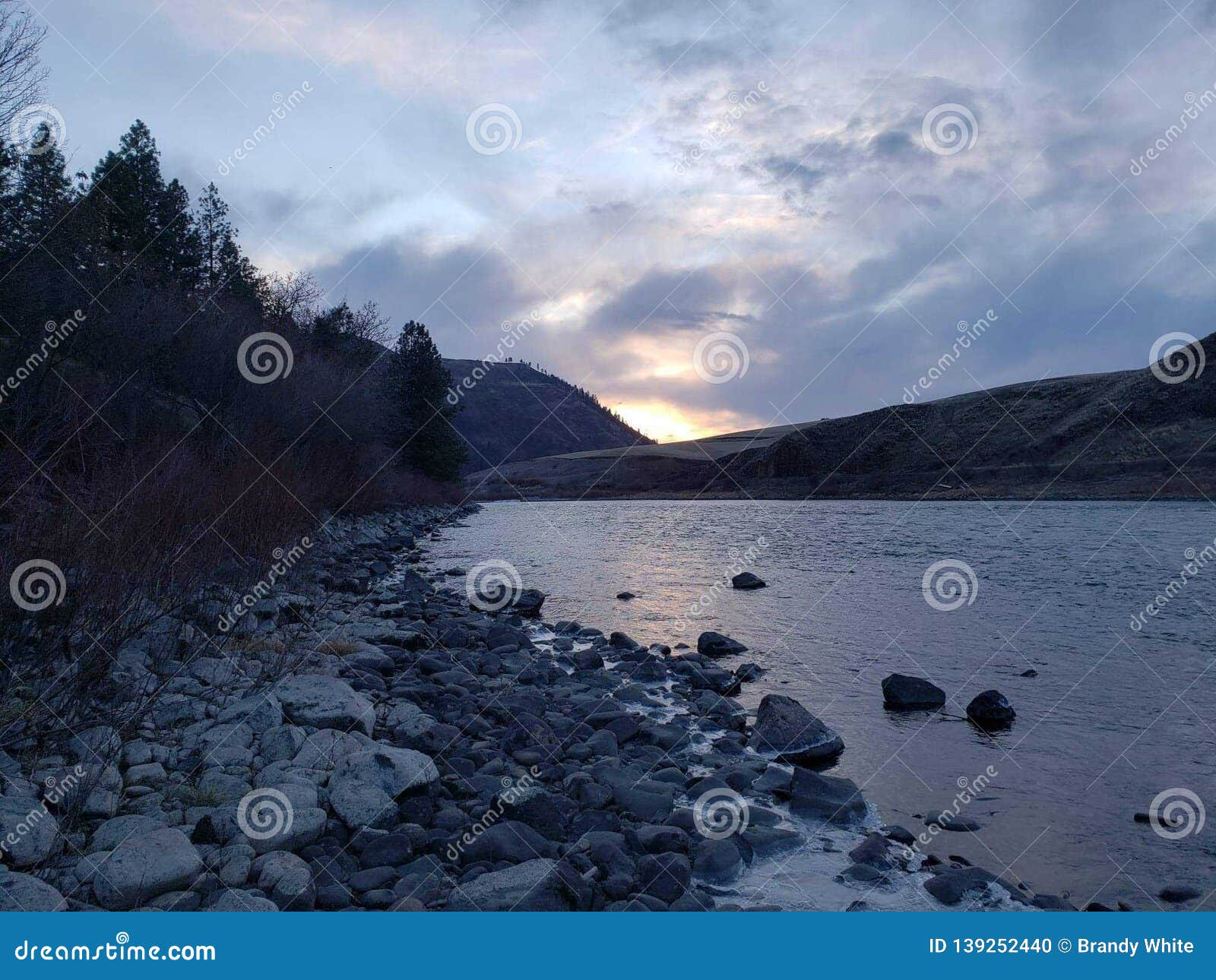 Sunset on the. Clear Water River in Idaho Stock Photo - Image of river ...