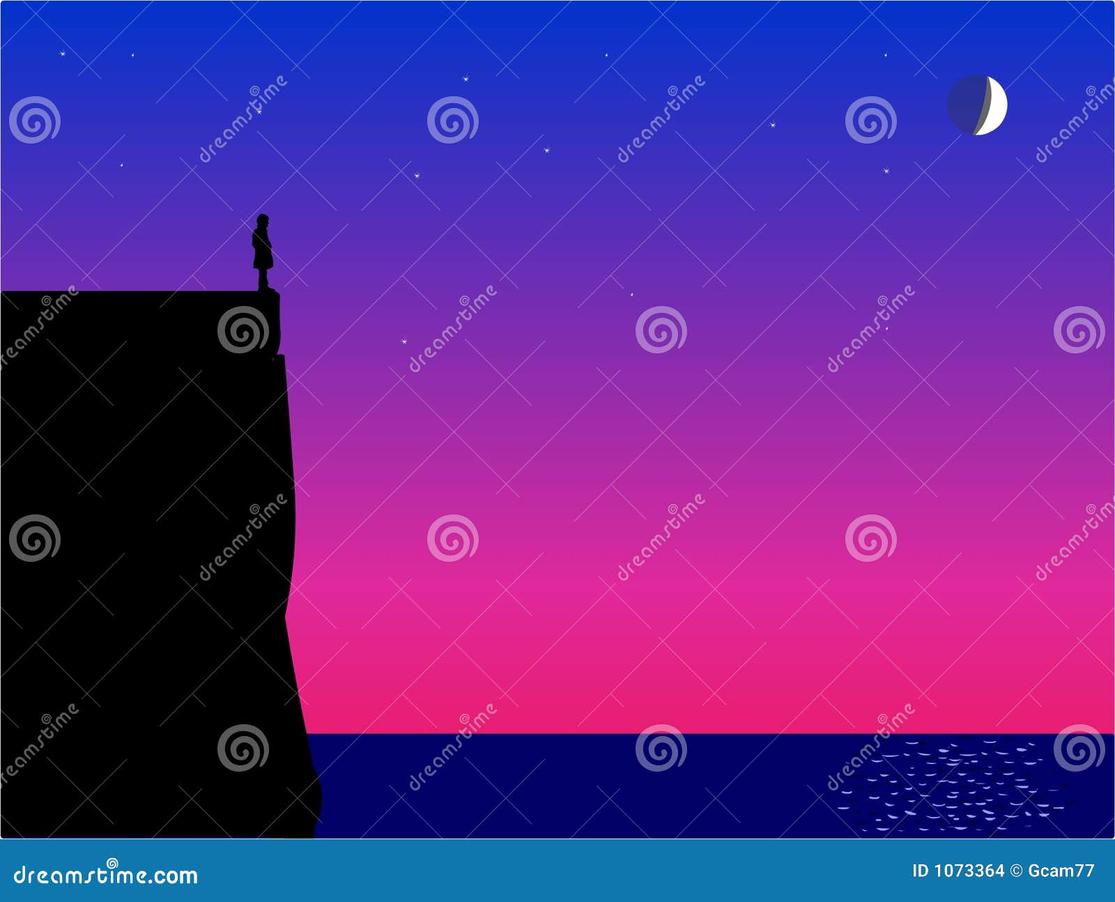 Sunset cliff stock illustration. Illustration of reflection - 1073364