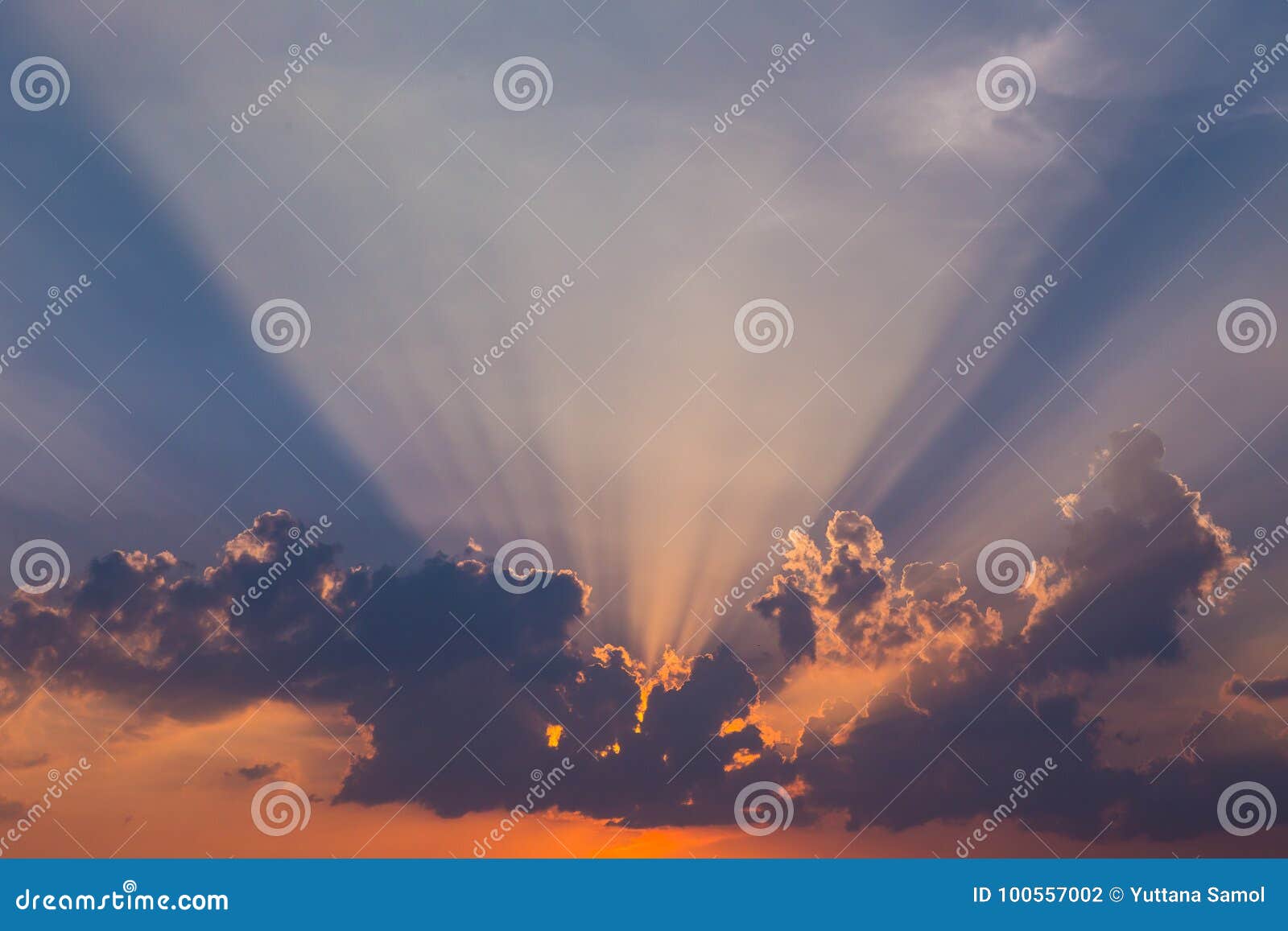 Sunset with sun rays stock photo. Image of outdoors - 100557002