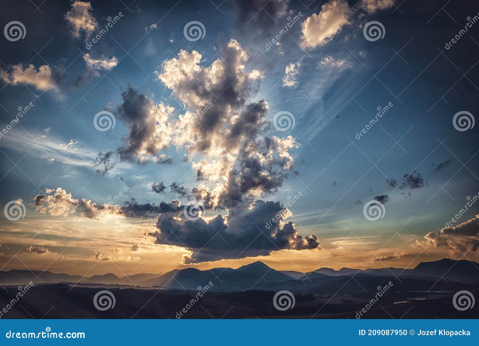 Sunset Clouds with Blue Sky, Sky Cloud Background. Stock Photo - Image ...
