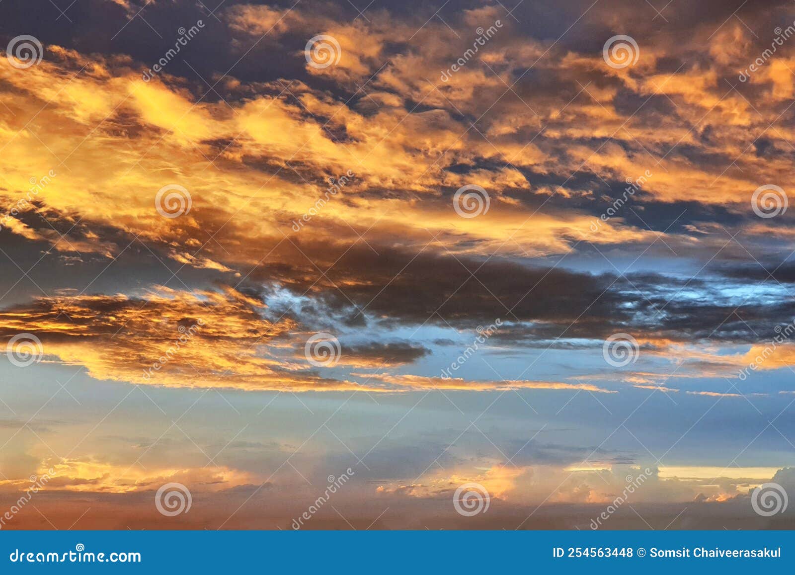 Sunset Clouds in the Blue Sky Stock Photo - Image of orange, landscape: 254563448