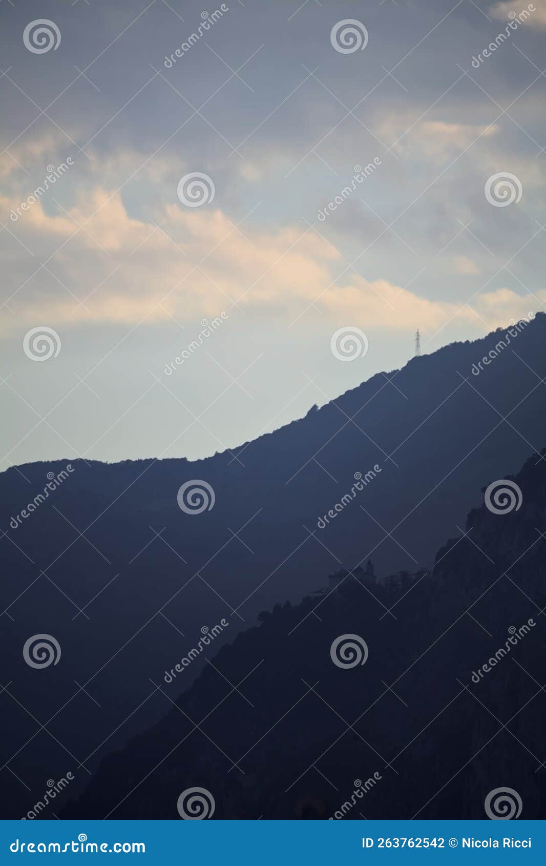 Sunset with Clouds on a Mountain Ridge Stock Photo - Image of ...