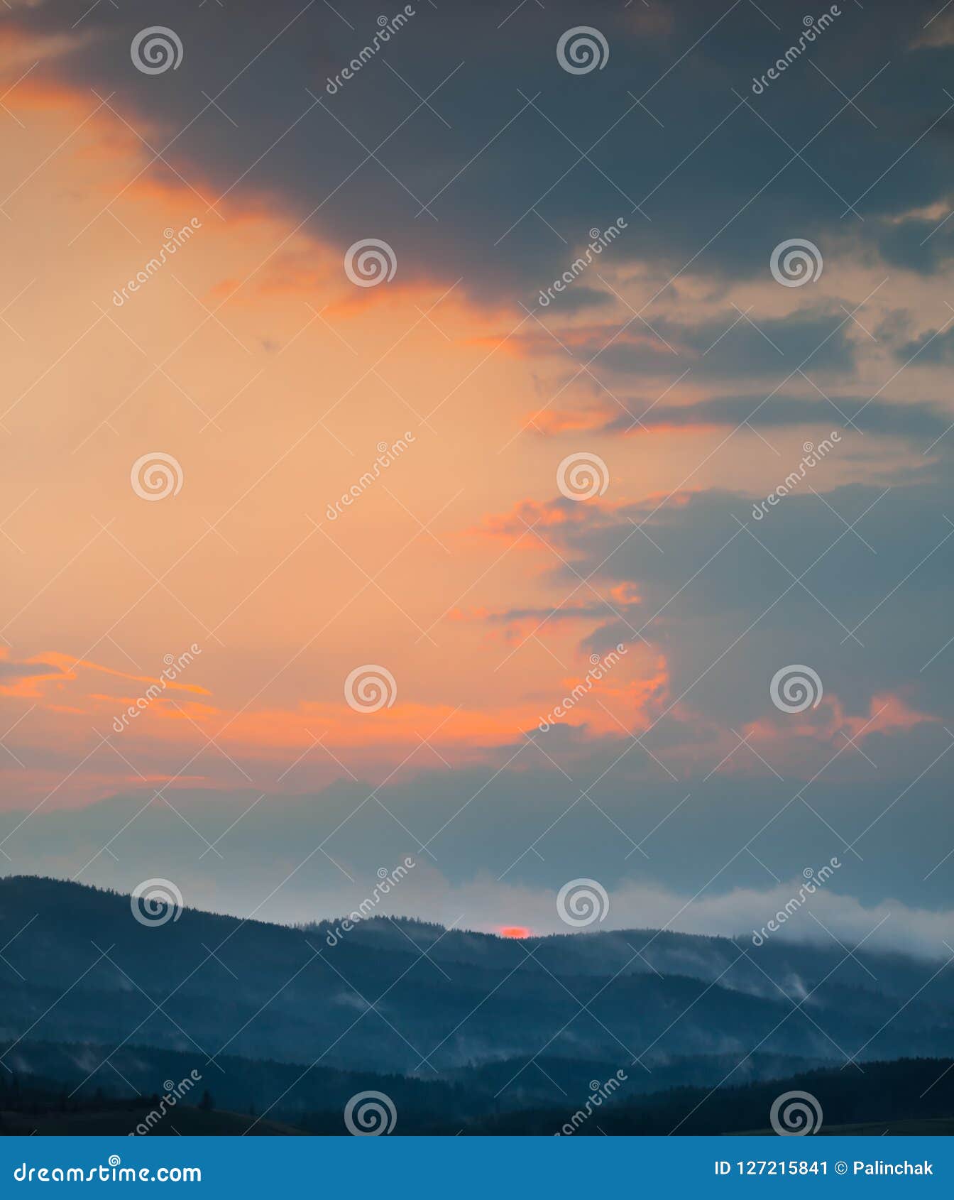 Sunset Clouds in the Mountains Stock Image - Image of beauty, evening ...