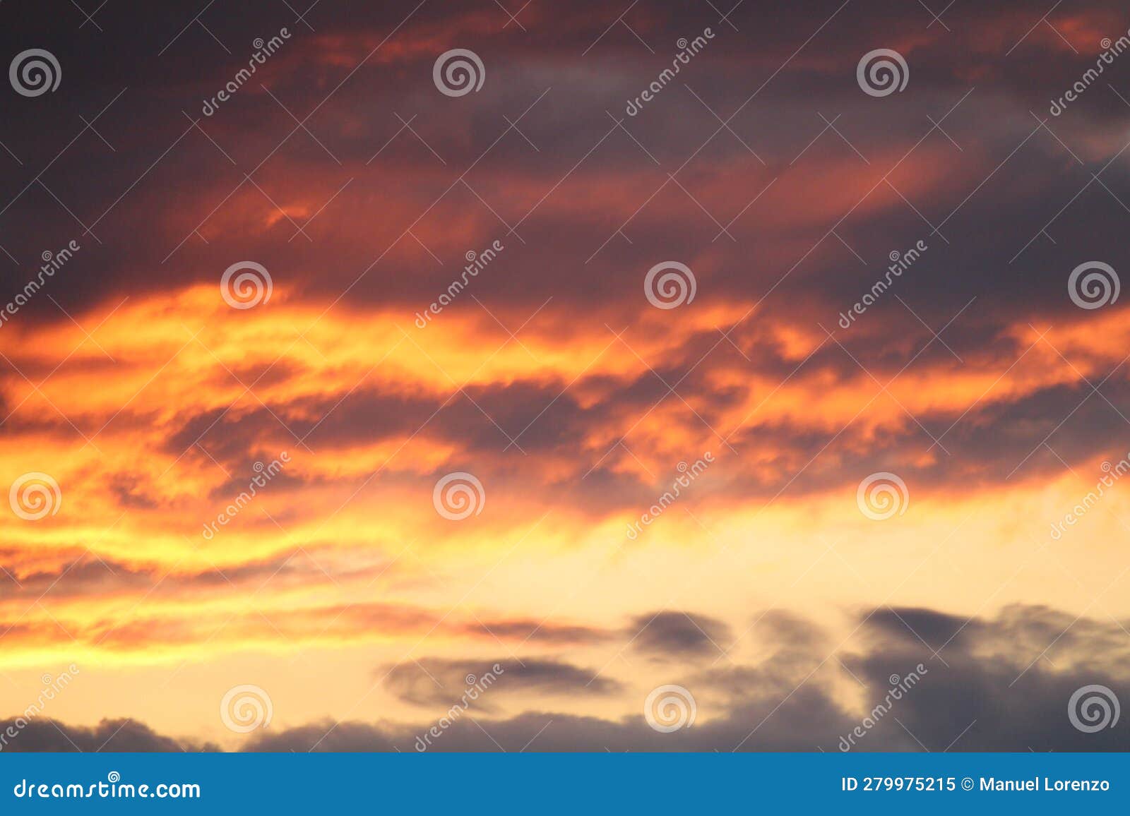 Sunset Clouds Red Sun Reflection Effect Dawn Stock Image - Image of ...