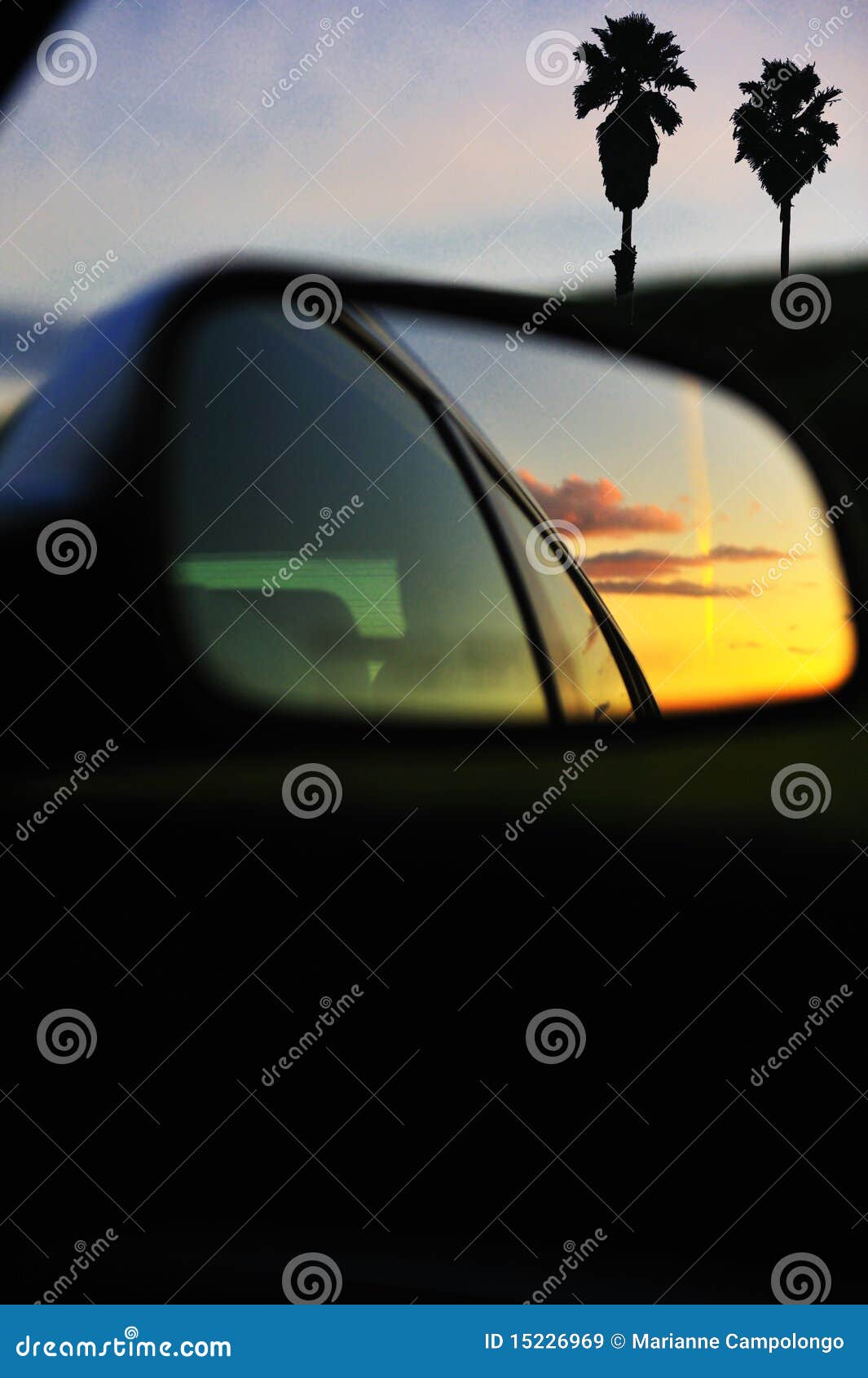 Sunset Clouds Reflected Car Mirror Stock Image - Image of holiday ...