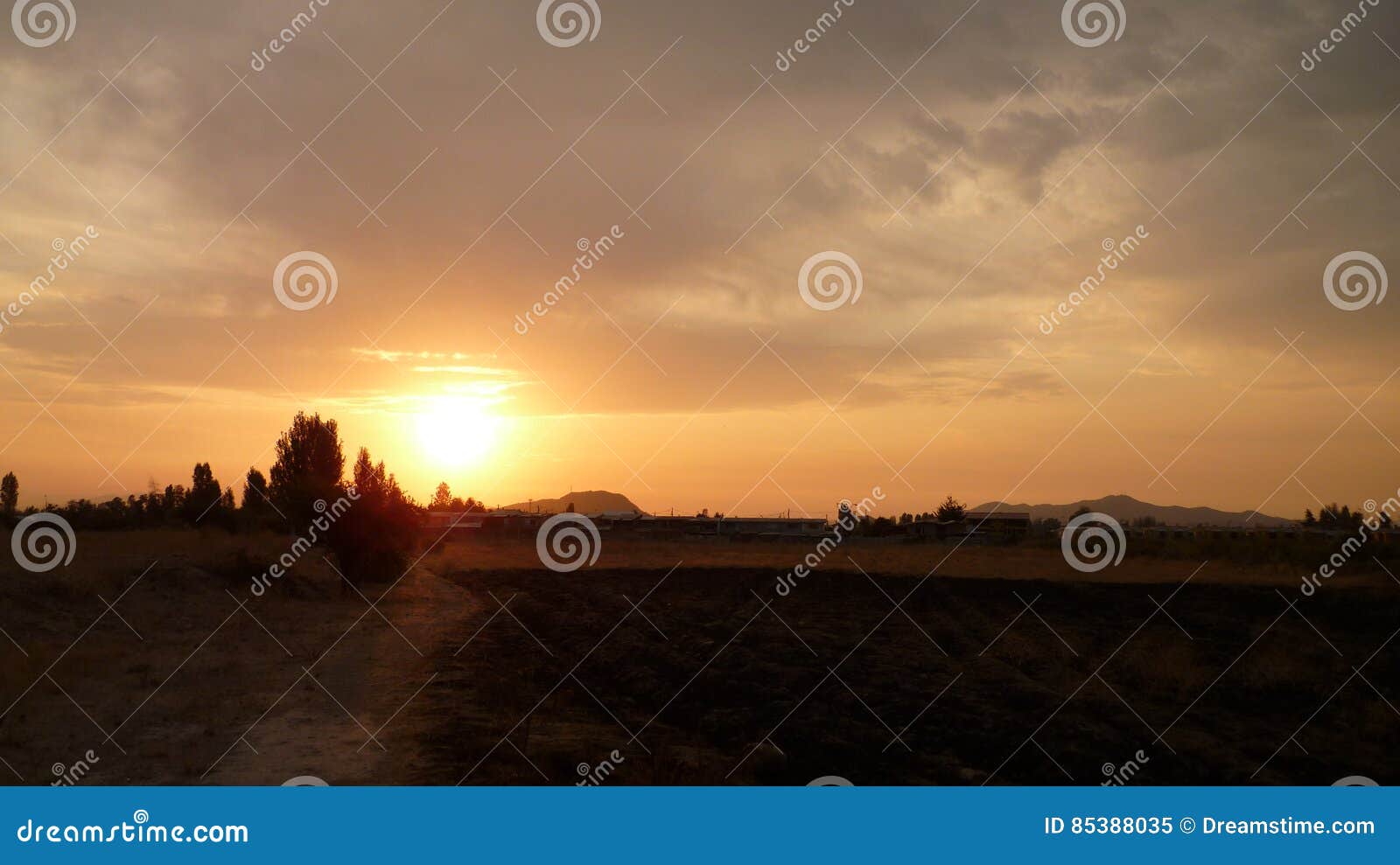 Sunset stock image. Image of evenning, landscape, thrusday - 85388035