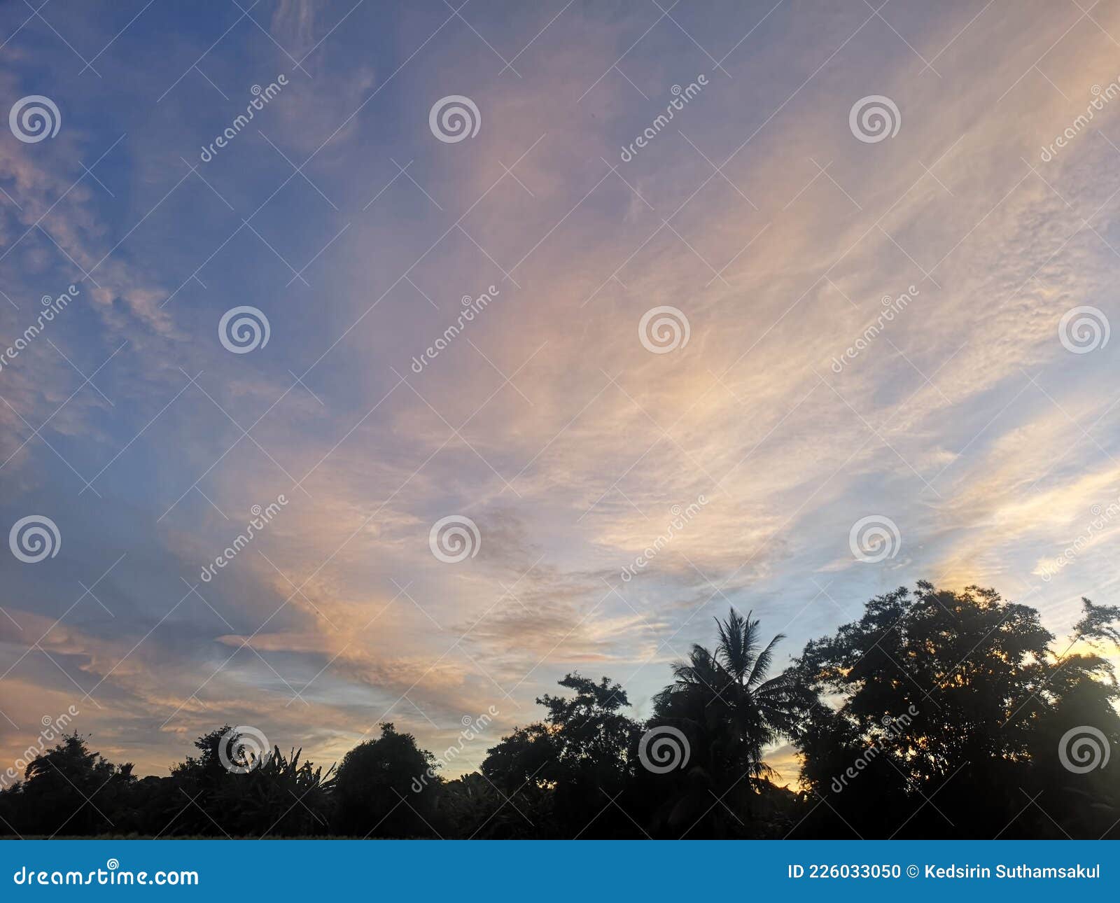 Evening Cloudy Sky Landscape Stock Photo - Image of orange, outside ...