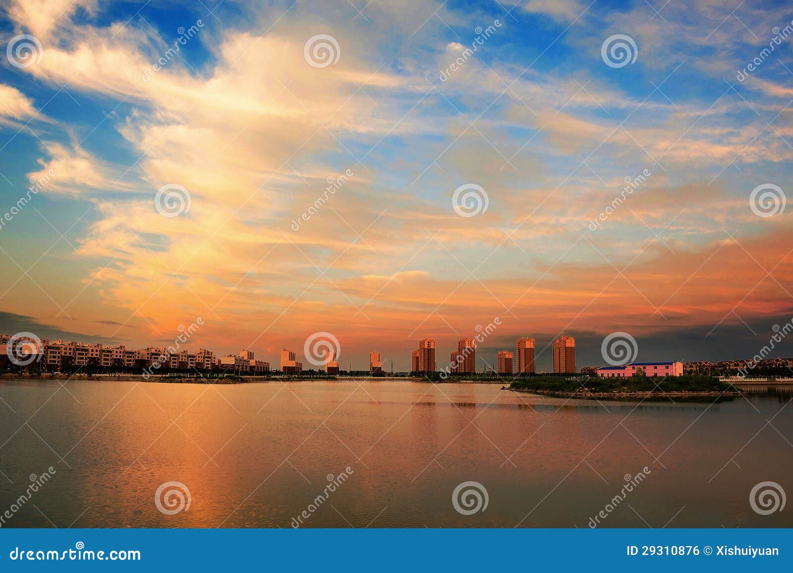 The Sunset Clouds of Yandu Lake_landscape Stock Photo - Image of ...