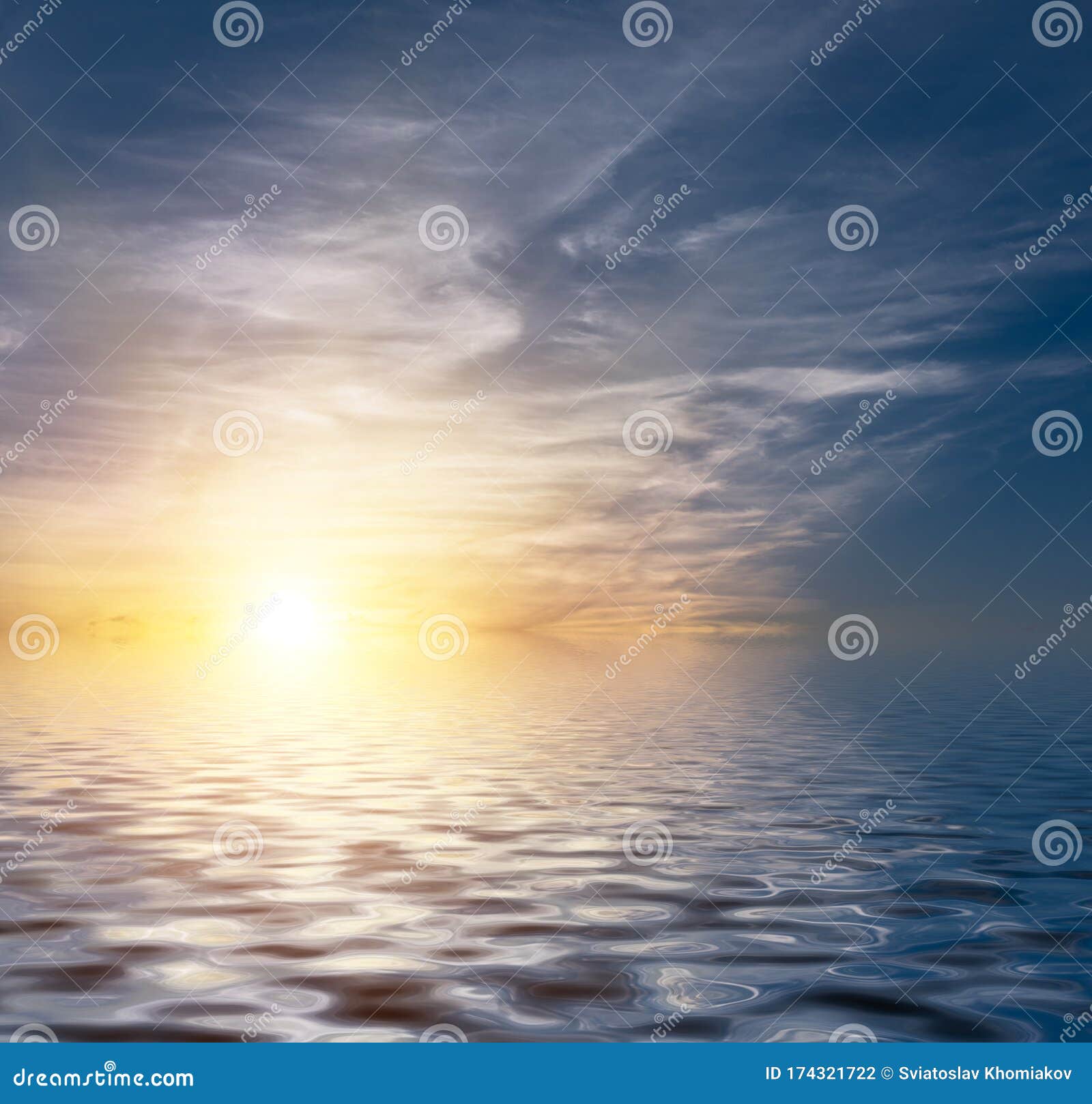 Sunset in a Cloudy Haze Over the Sea Stock Photo - Image of coast ...