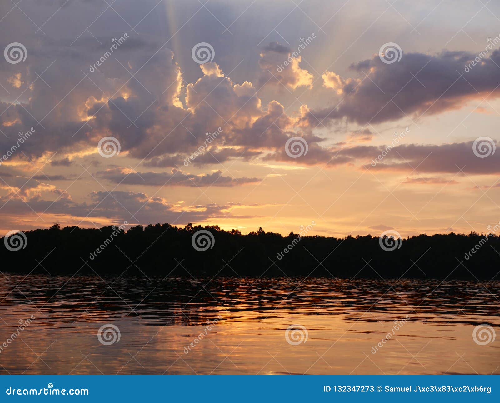 A Beautiful Sunset Over a Lake Stock Image - Image of ocean, nature ...