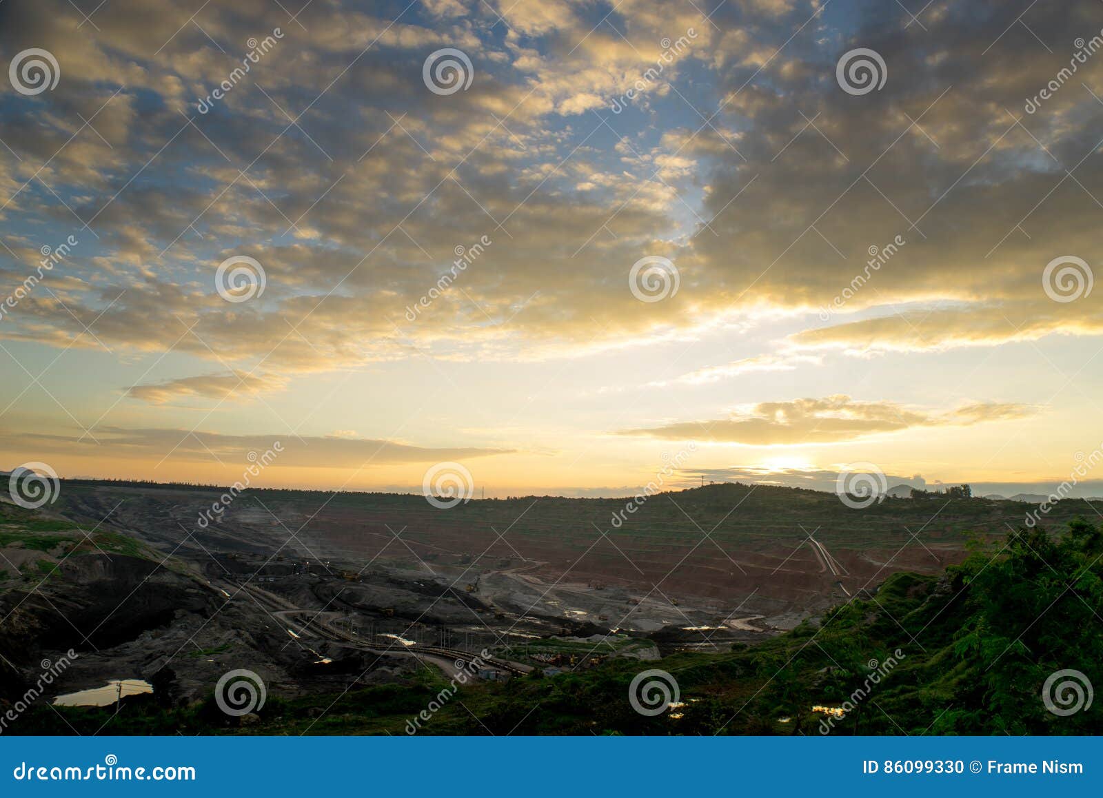 Sunset in Coal Mine stock photo. Image of machinery, energy - 86099330