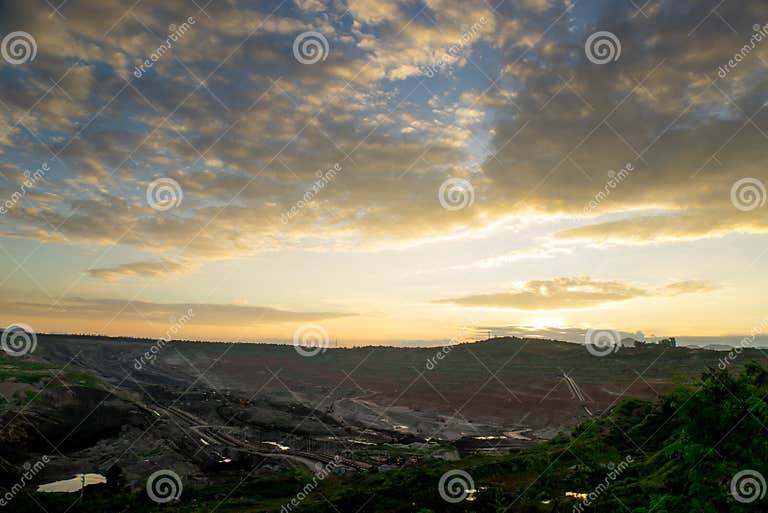 Sunset in Coal Mine stock photo. Image of machinery, energy - 86099330