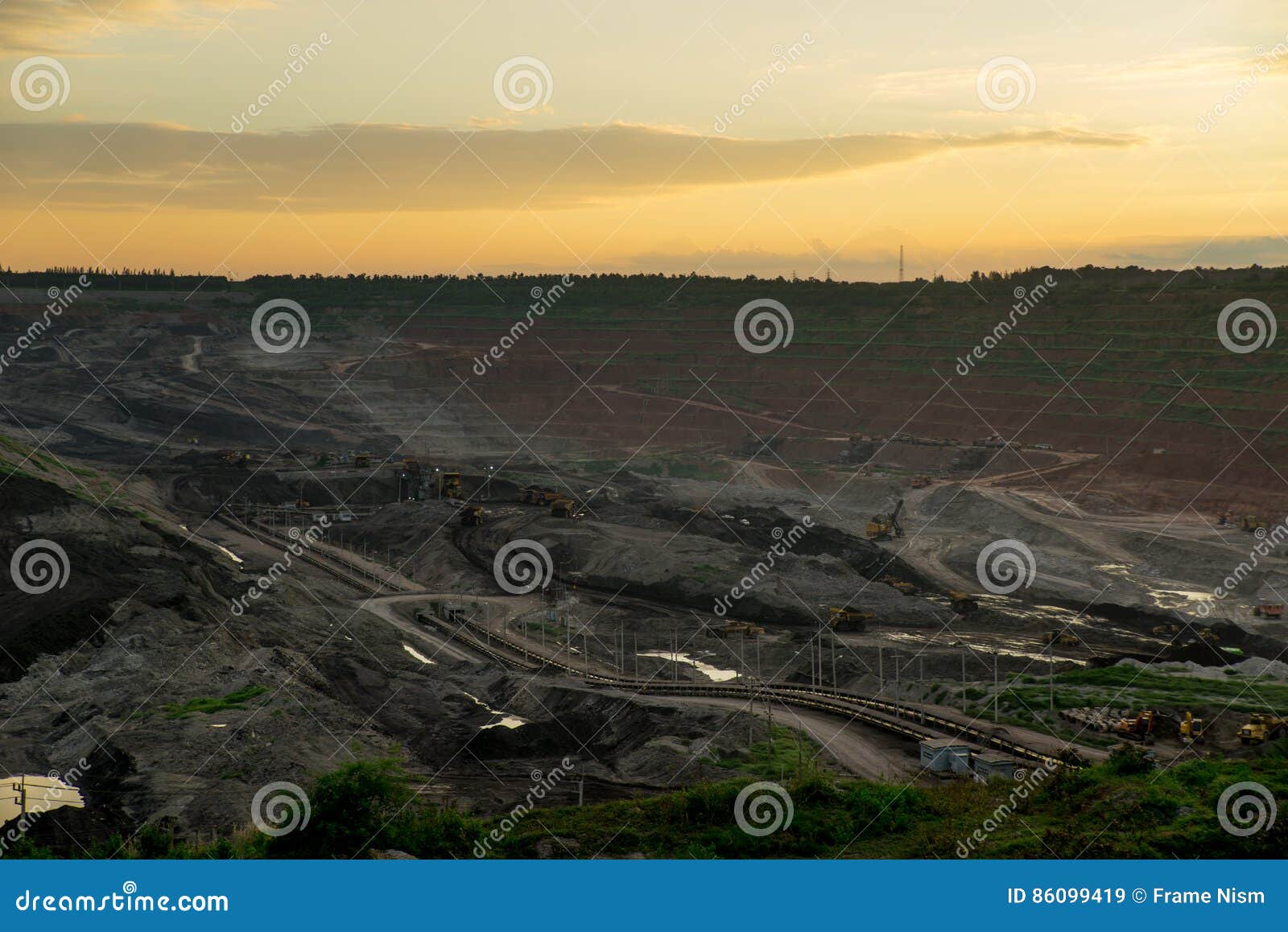 Sunset in Coal Mine stock image. Image of environment - 86099419
