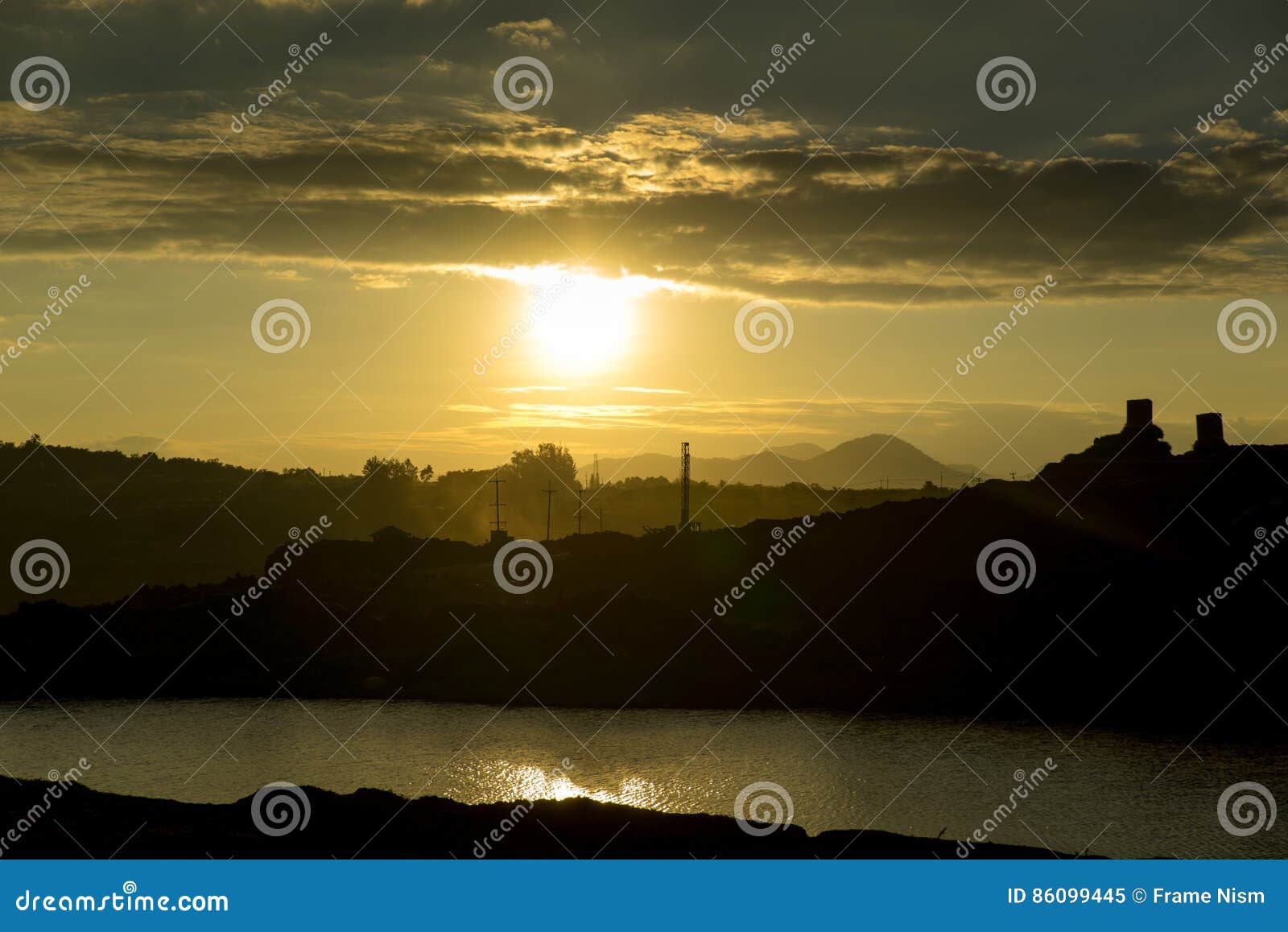 Sunset in Coal Mine stock image. Image of coal, transportation - 86099445