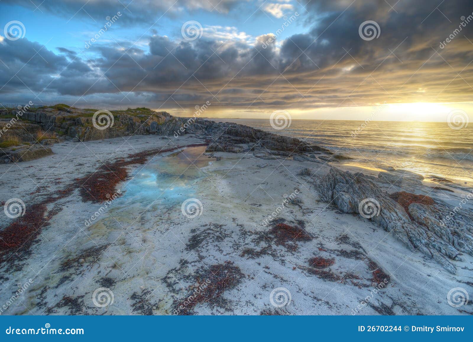 Sunset on the Coast of Andoya in Norway Stock Photo - Image of golden ...