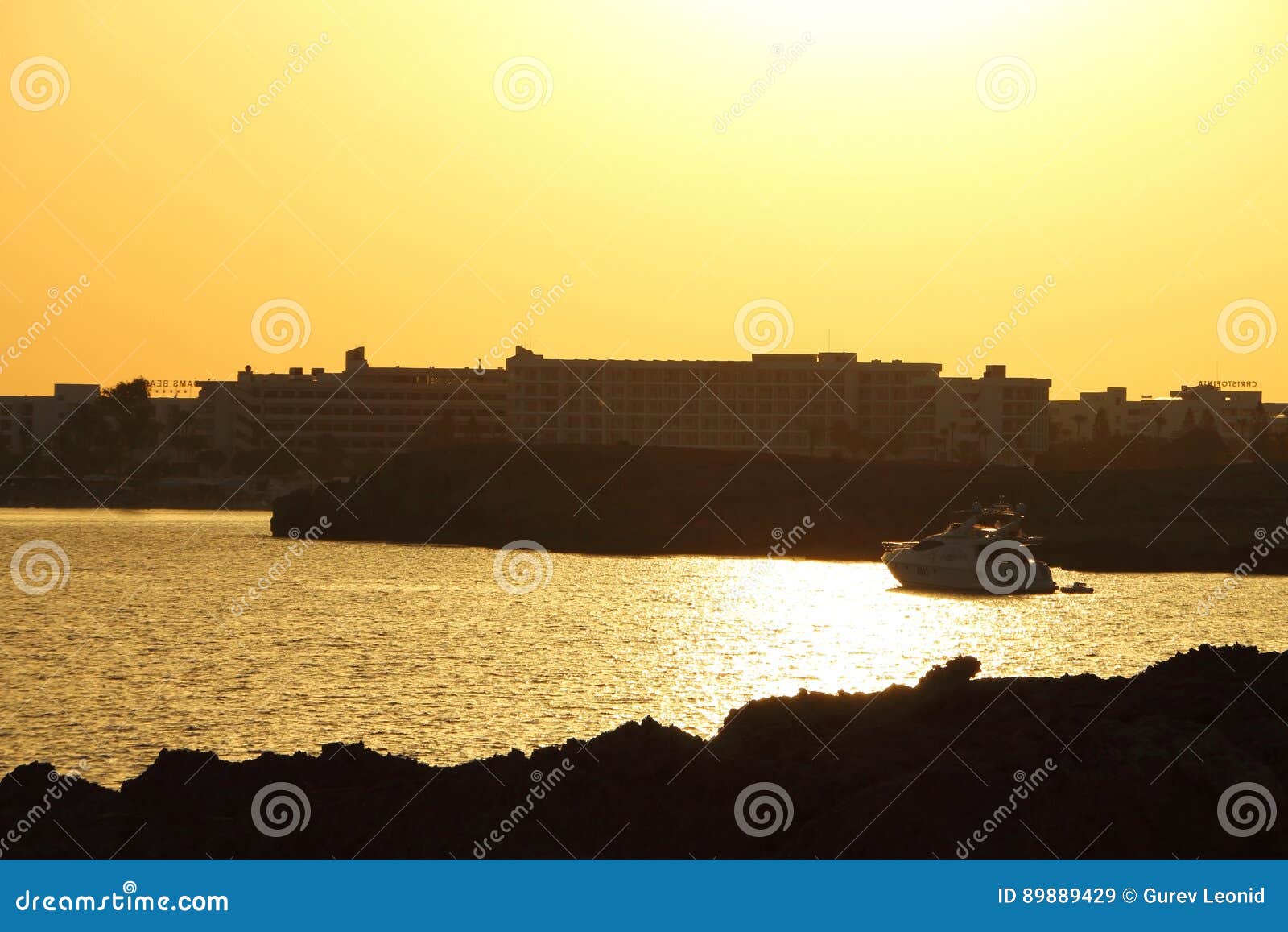 Sunset on the Coast of Cyprus Editorial Stock Image - Image of shine ...