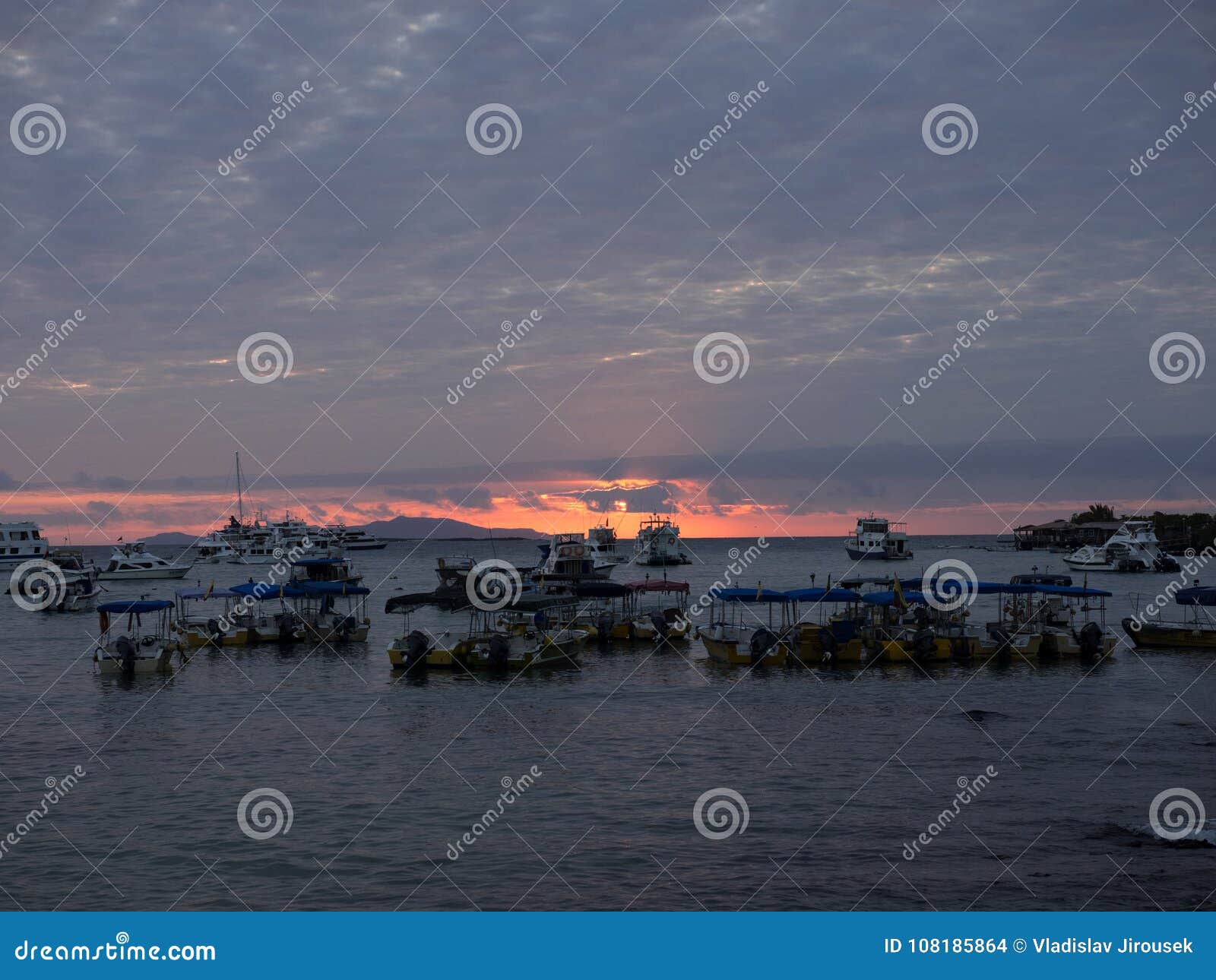 Sunset, on the Coast of Isabel Island, Galapagos, Ecuador Stock Photo ...