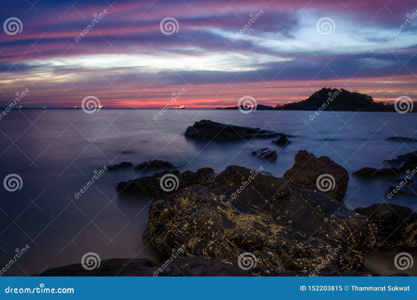 Sunset at Coast Line in Thailand Stock Image - Image of holiday, coast ...