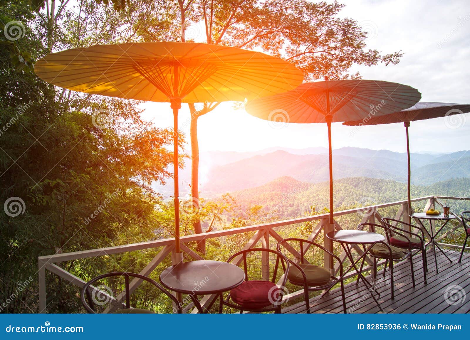 Sunset at Coffee Shop on the Hill Stock Photo - Image of natural ...