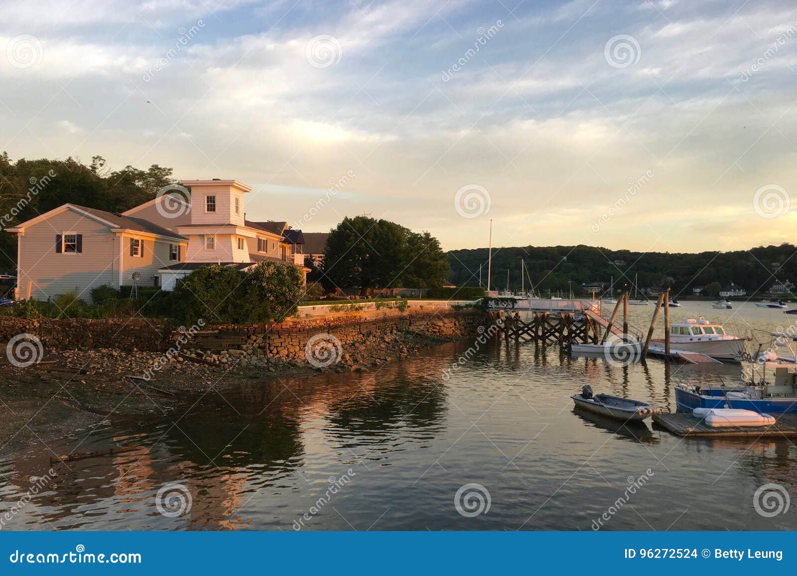 Sunset at Cold Spring Harbor in Huntington, USA Stock Photo - Image of ...