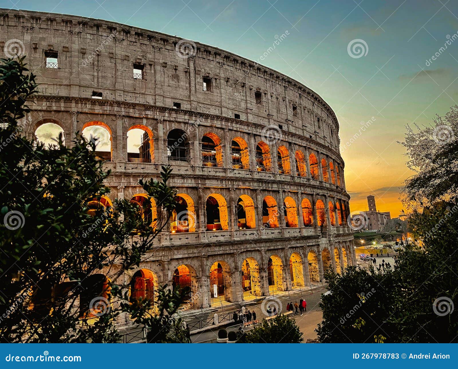 Sunset at Colloseum stock image. Image of italy, palace - 267978783