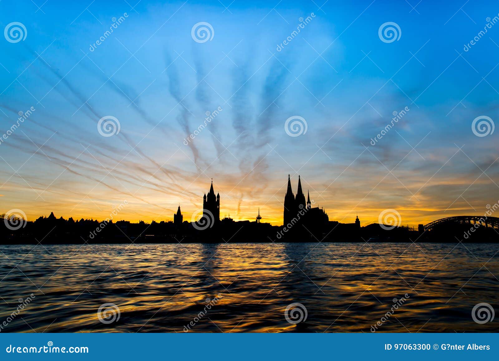 Sunset in Cologne stock photo. Image of historical, cloud - 97063300