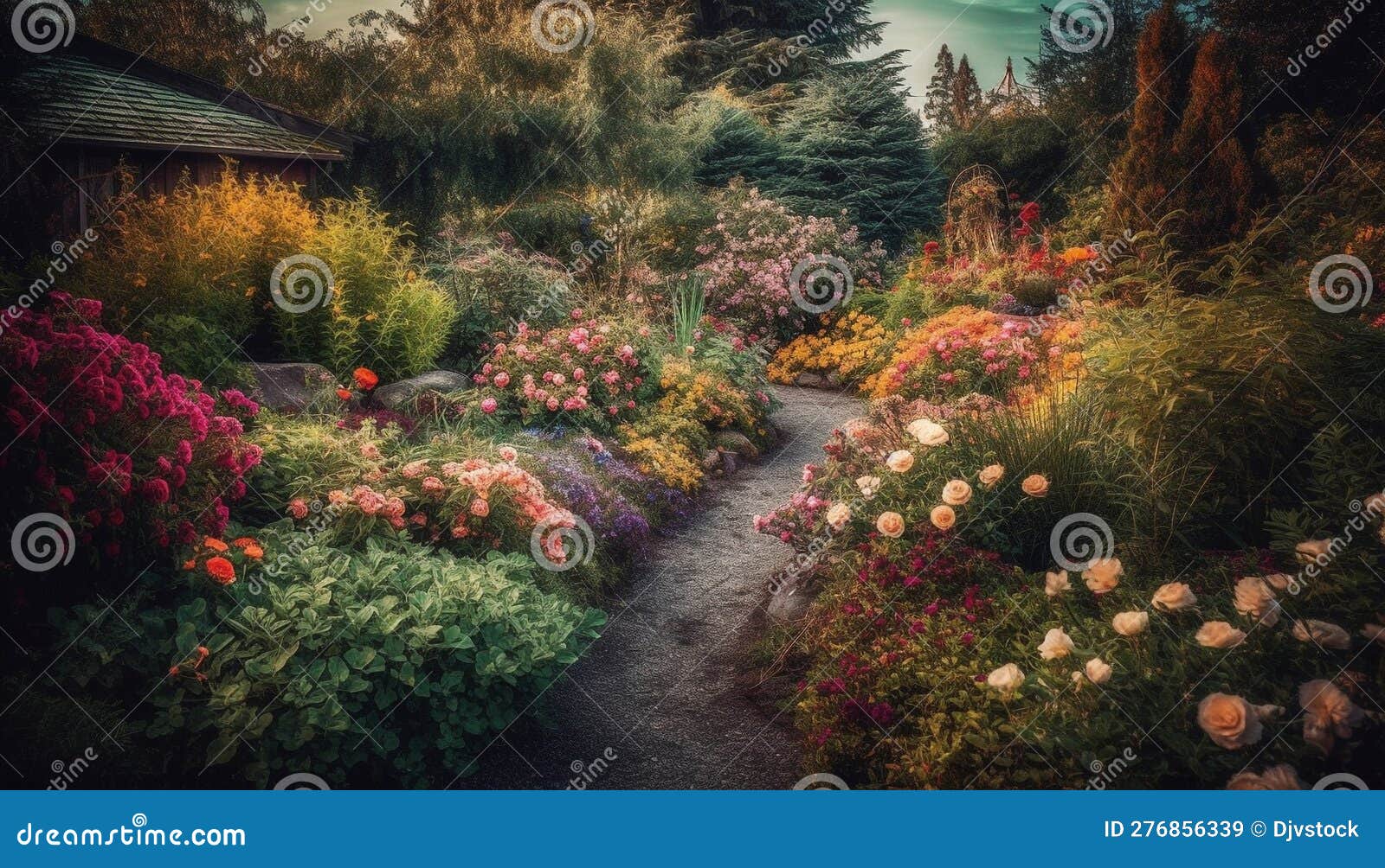 Sunset Colors Bloom on Tulip Farm Growth Generated by AI Stock ...