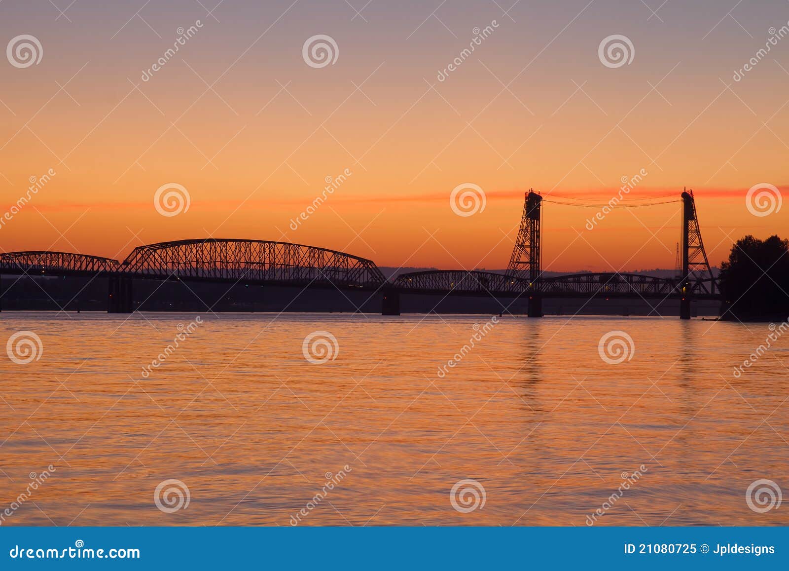 Sunset Columbia River Crossing Interstate Bridge Stock Image - Image of ...