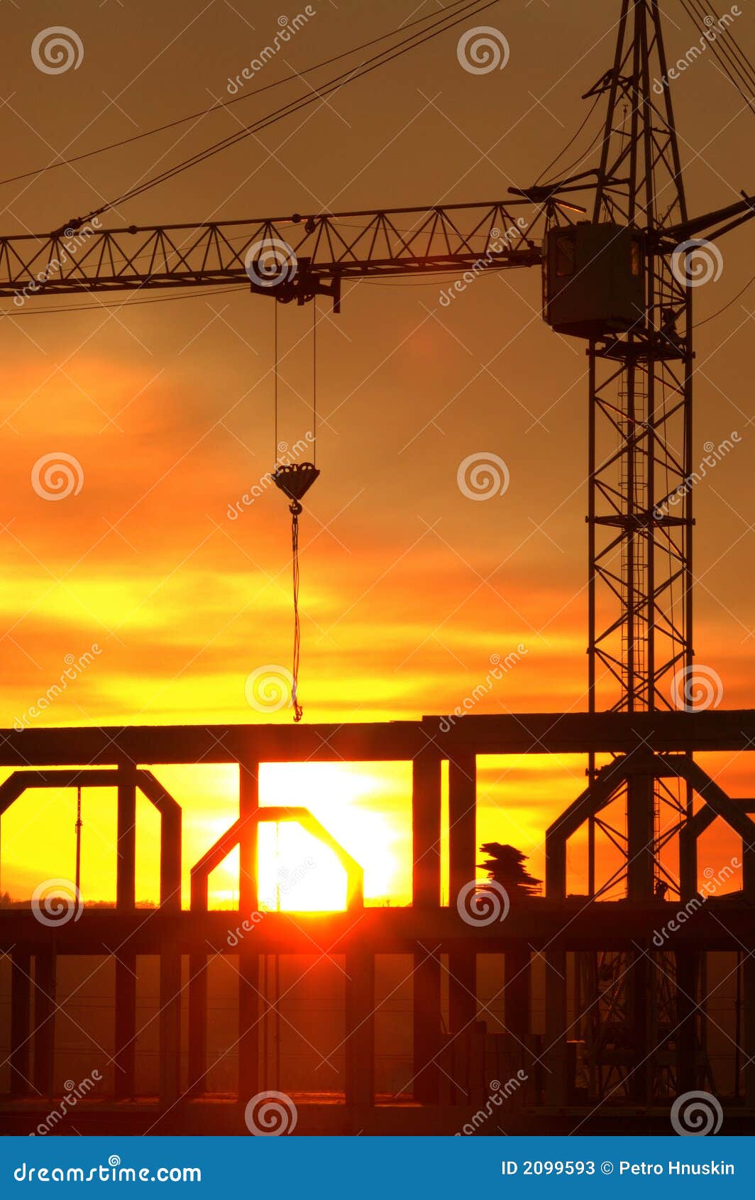 Sunset at Construction Site Stock Image - Image of engineering, city ...