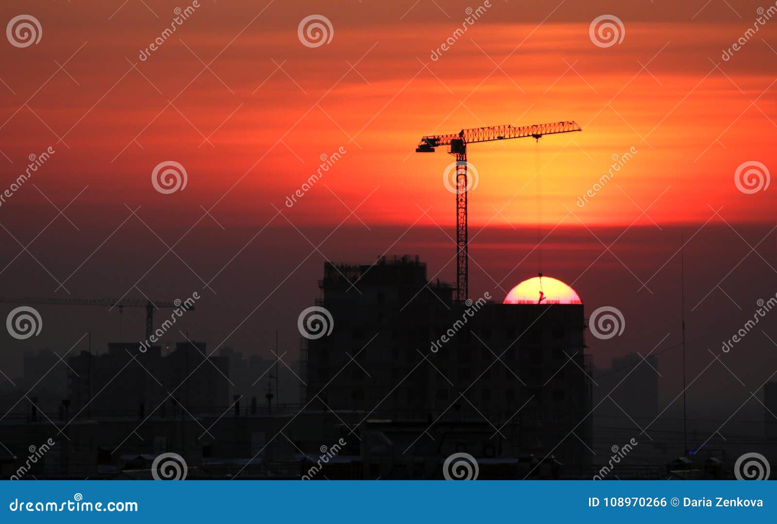 Sunset at the Construction Site of the City Stock Photo - Image of ...