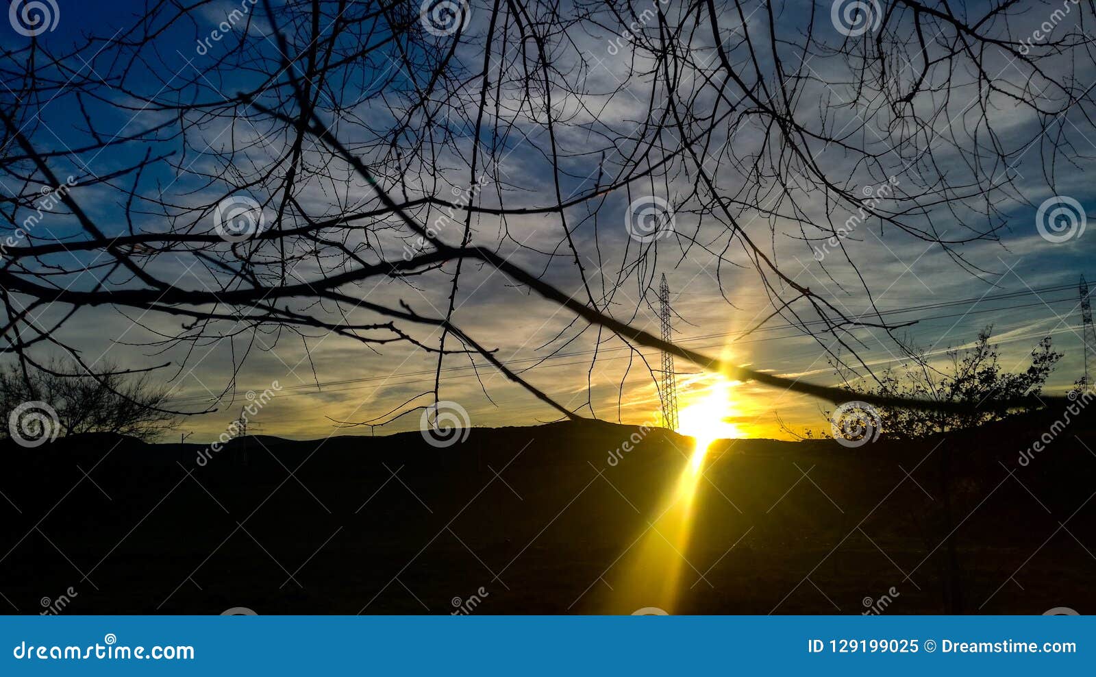 Sunset with contrast stock image. Image of sunset, plain - 129199025