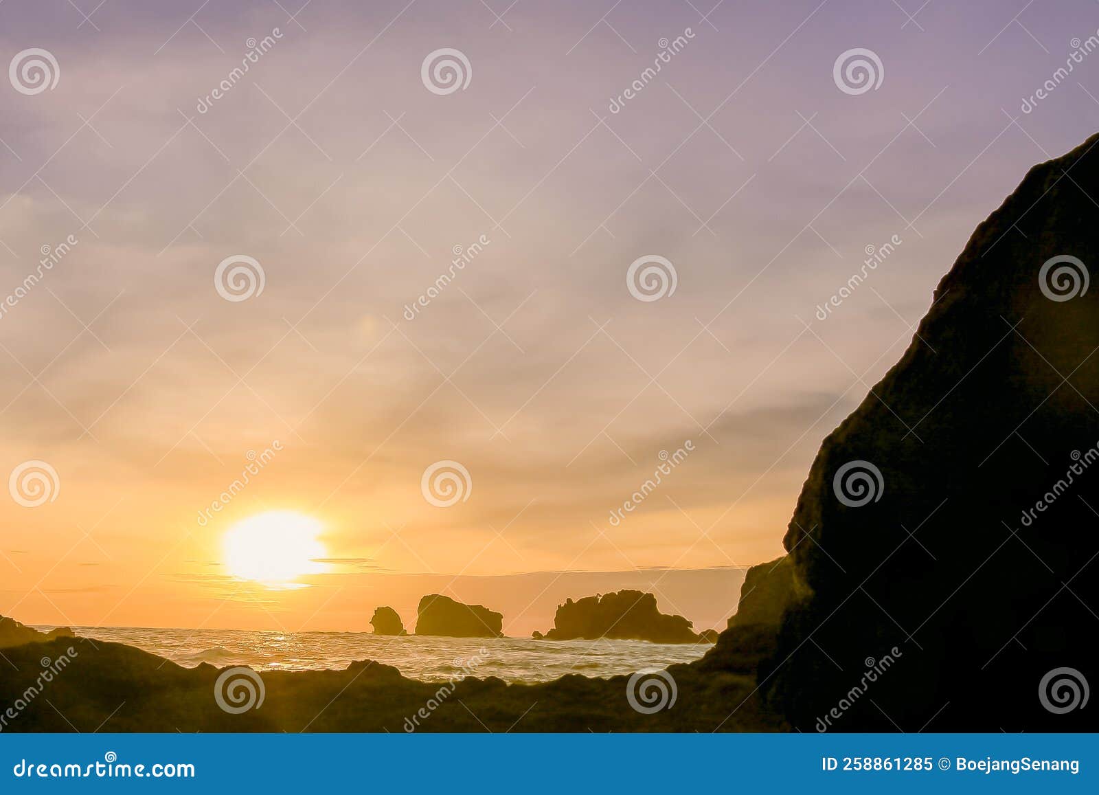Golden Sunset, Coral and Beautiful Coastline. Stock Image - Image of ...