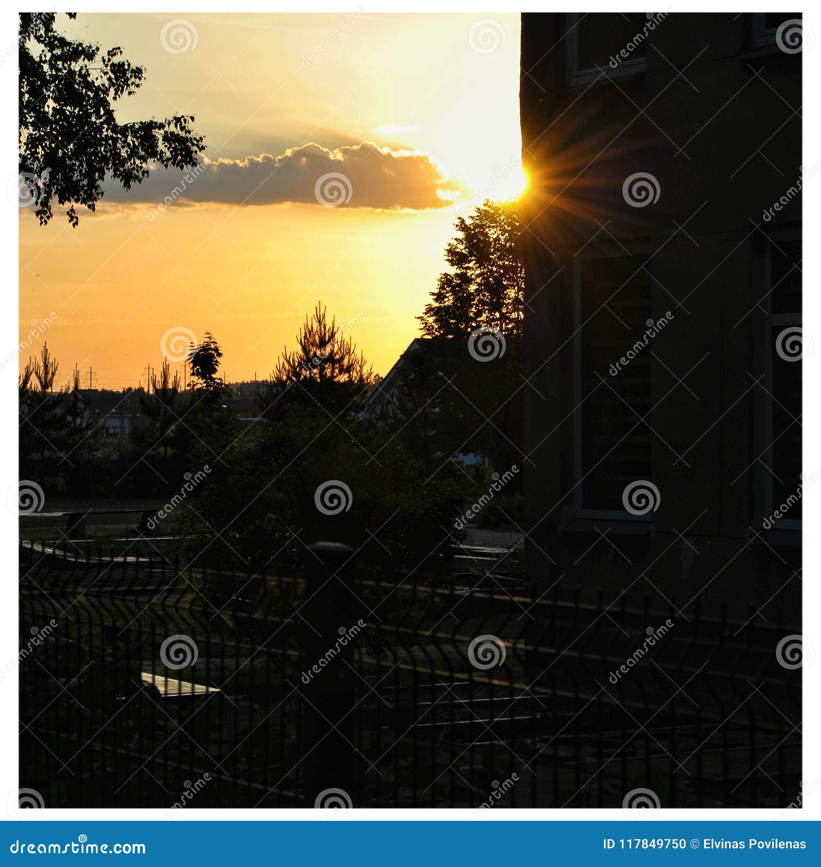 Sunset in a through the Corner of Kindergarten Stock Photo - Image of ...