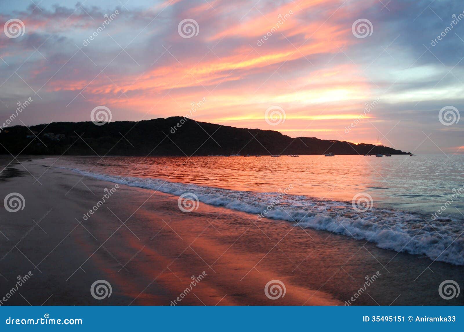 Sunset in Costa Rica stock image. Image of gulf, relaxation - 35495151