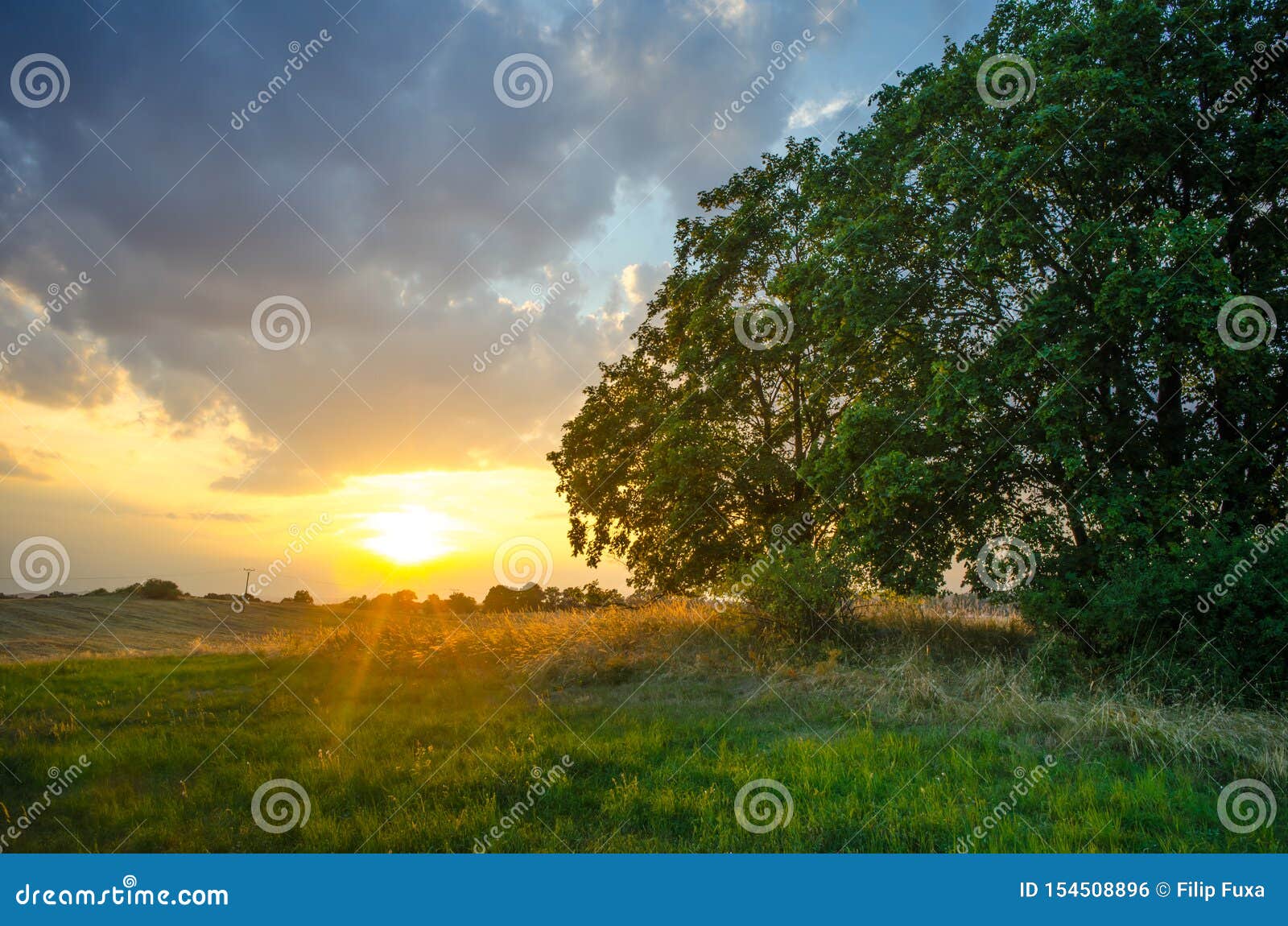 Sunset in the country stock photo. Image of golden, freedom - 154508896