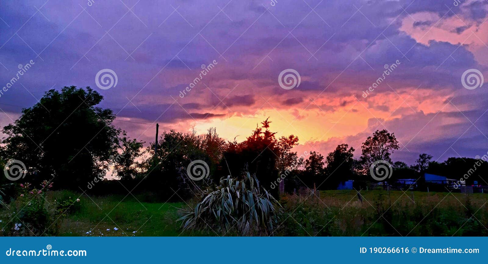 Sunset in the country stock photo. Image of reflection - 190266616