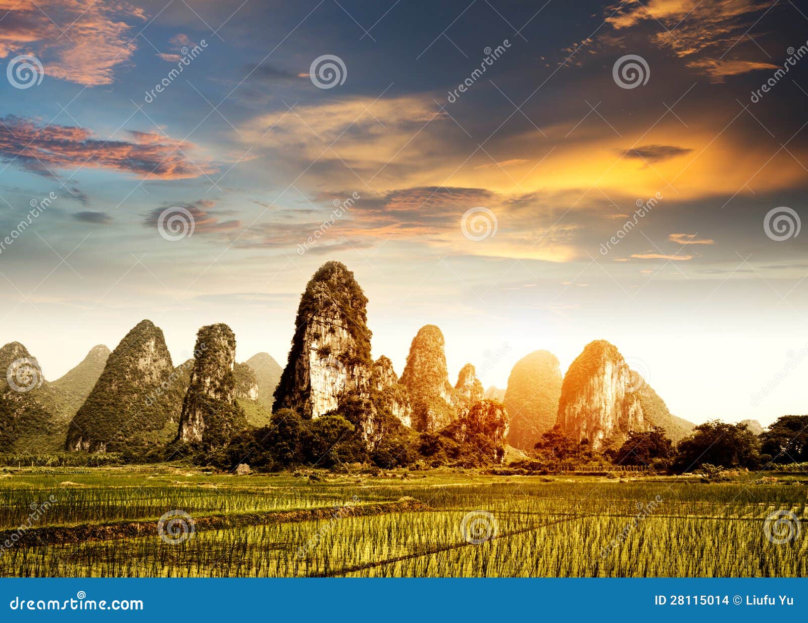 Sunset in the Countryside Landscape Stock Photo - Image of nature ...