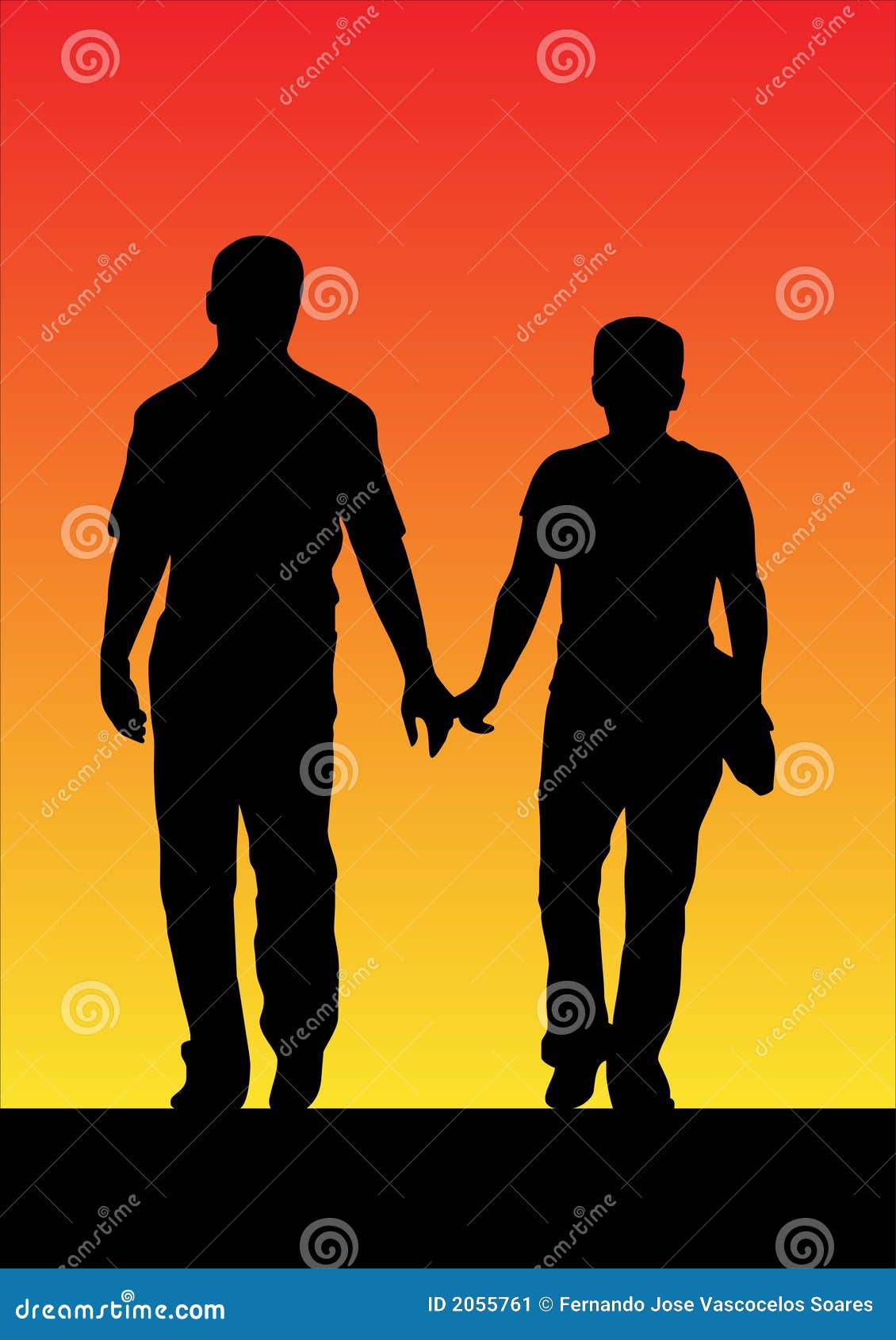Sunset couple stock vector. Illustration of golden, girlfriend - 2055761