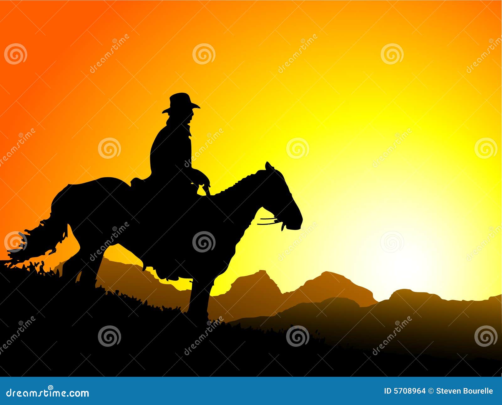 Sunset Cowboy stock vector. Illustration of sunrise, happiness - 5708964
