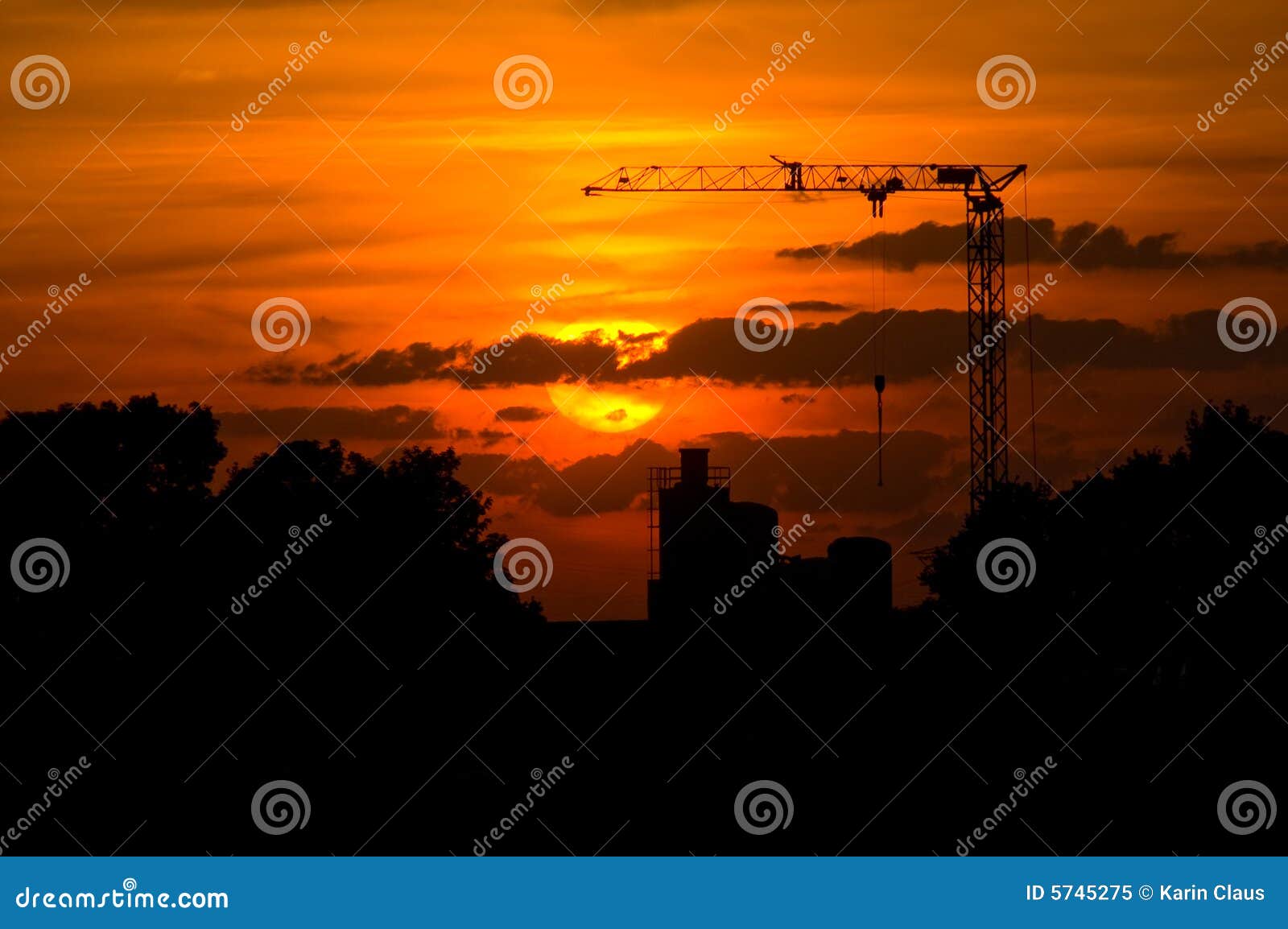 Sunset crane stock image. Image of derrick, nature, development - 5745275