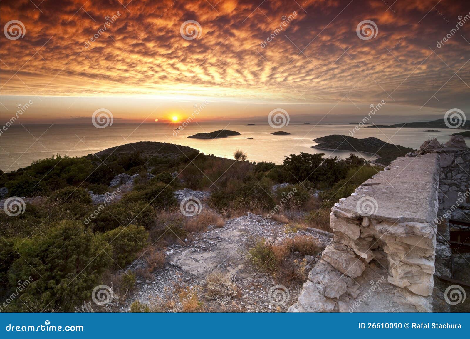 Sunset in Croatia stock photo. Image of clouds, architecture - 26610090