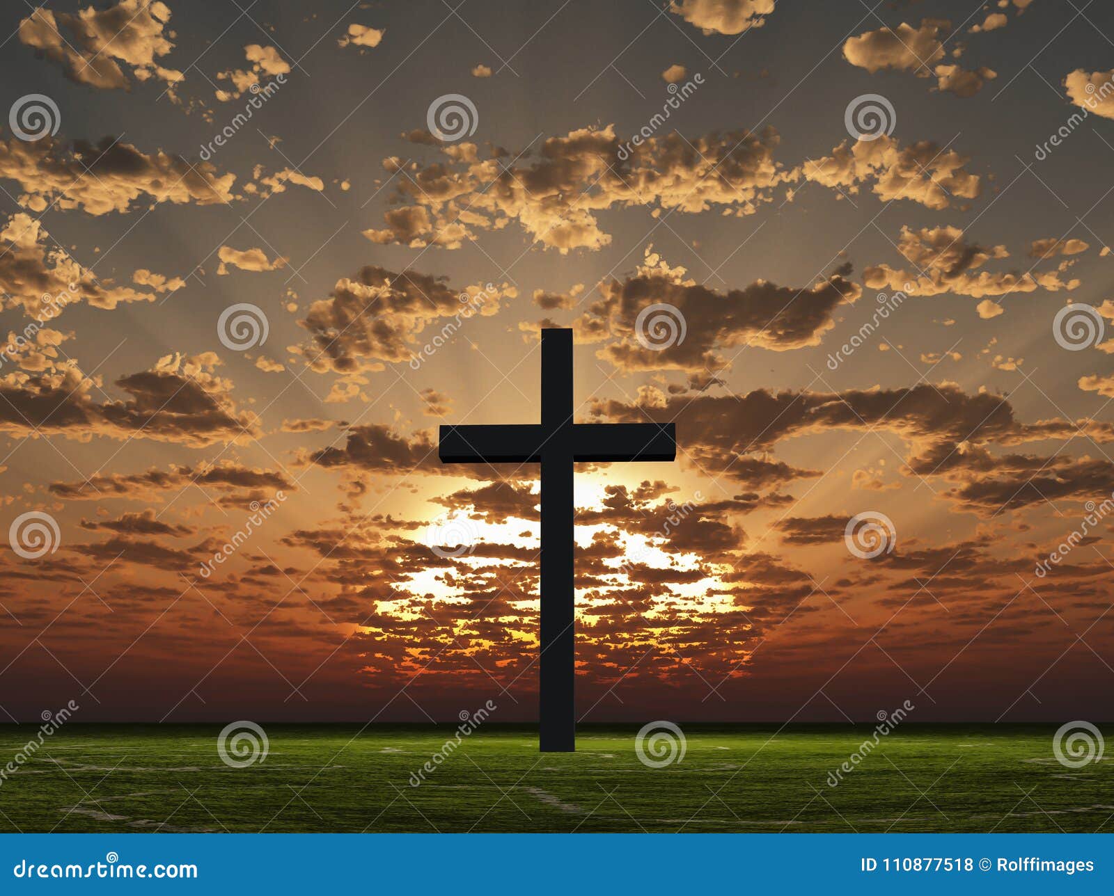 Sunset Cross stock photo. Image of calm, crucifix, clouds - 110877518