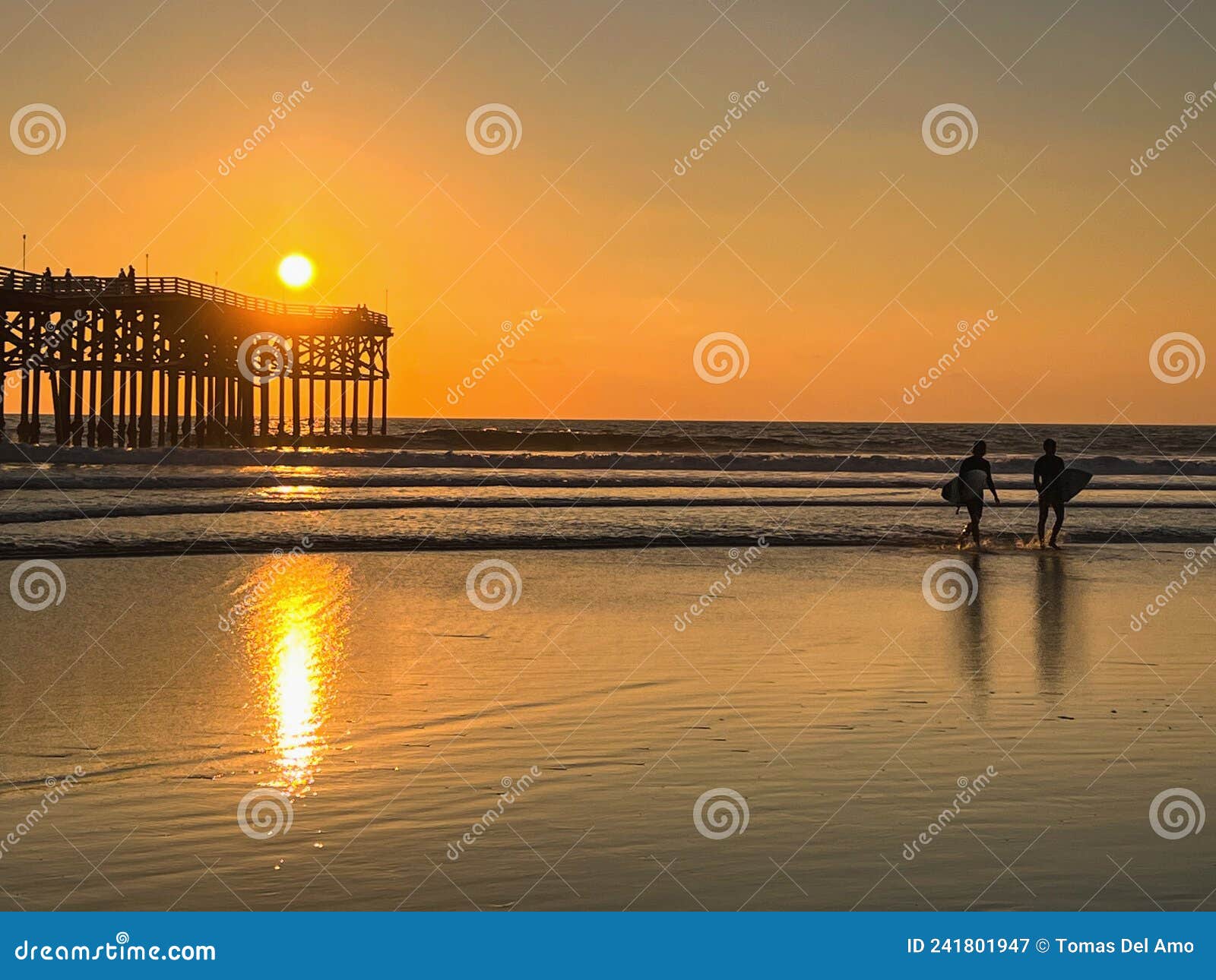 Sunset at crystal pier stock image. Image of waves, water - 241801947